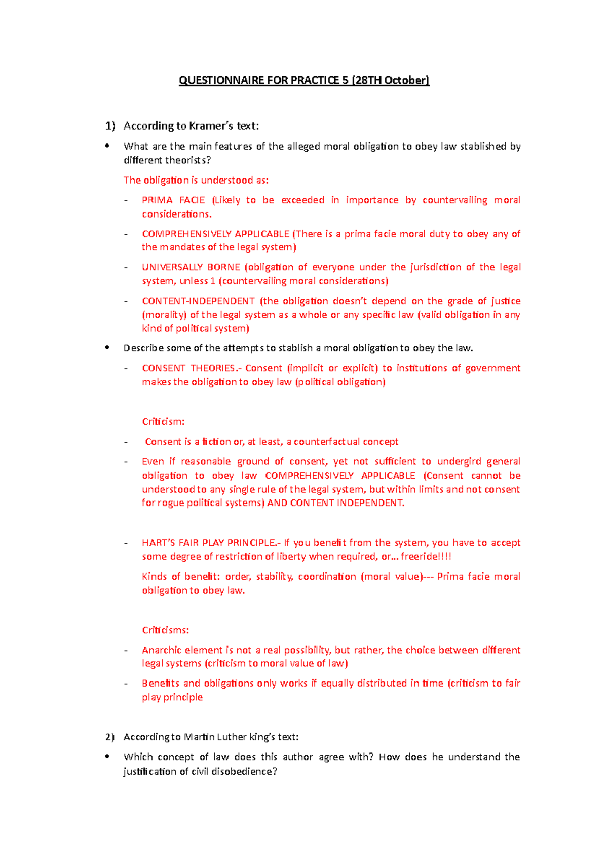 Practice 5 Questionnaire with answers. Theory of law - QUESTIONNAIRE ...