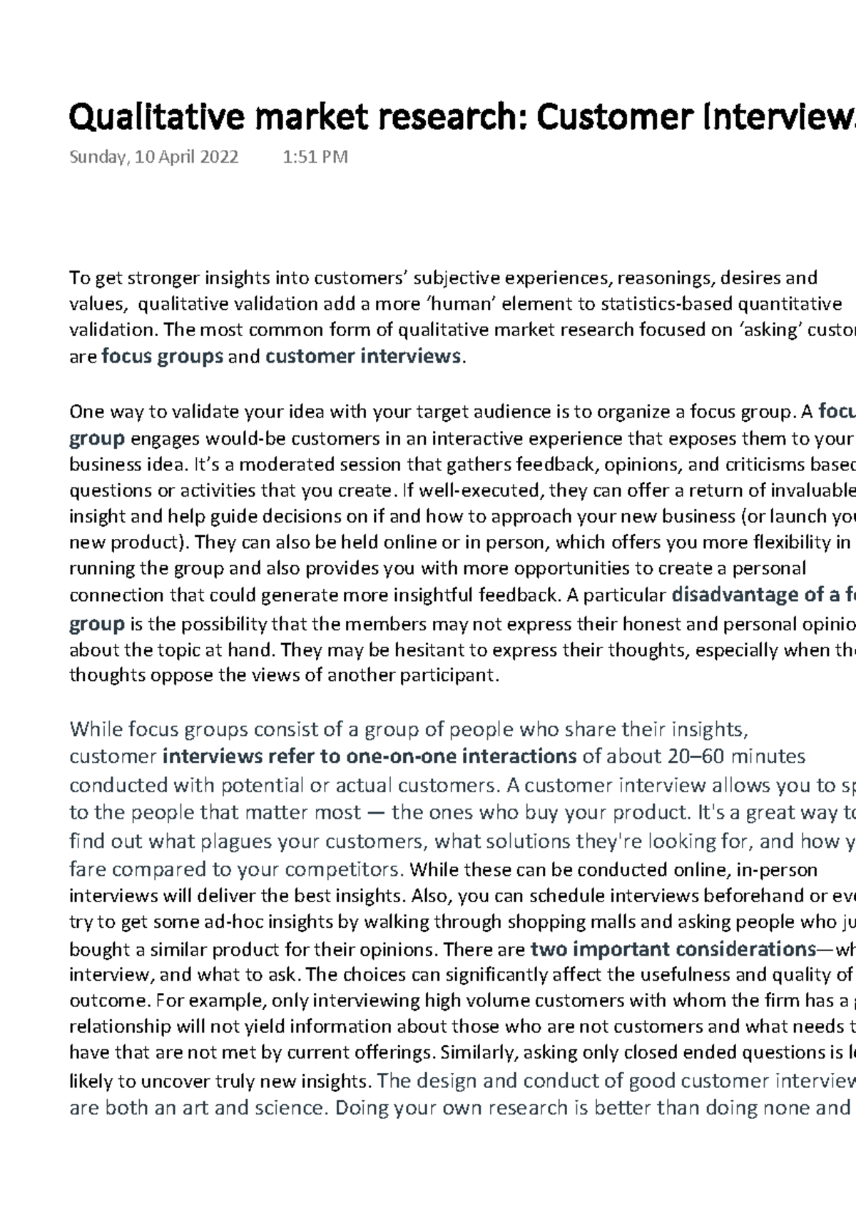 Qualitative market research Customer Interviews - To get stronger ...