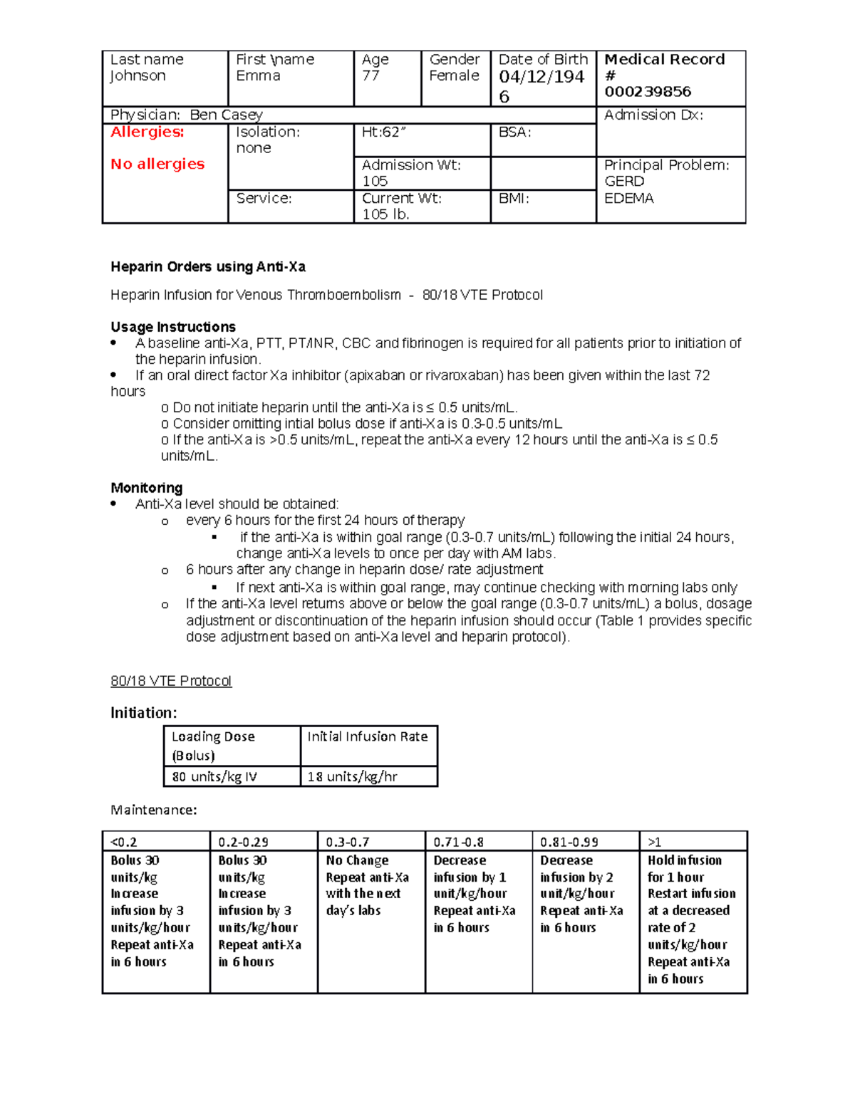 Heparin+Orders+updated+Spring+23 - EH 328 - UAB - Studocu