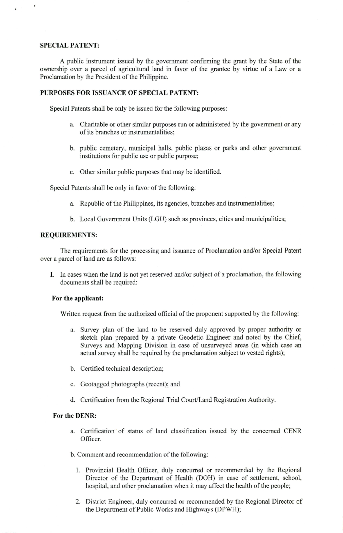 Special Patent-1 - SPECIAL PATENT: A public instrument issued the ...