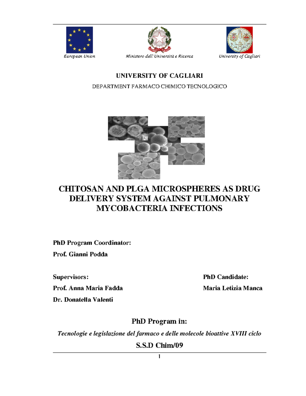 Chitosan and plga microspheres as drug delivery system against ...