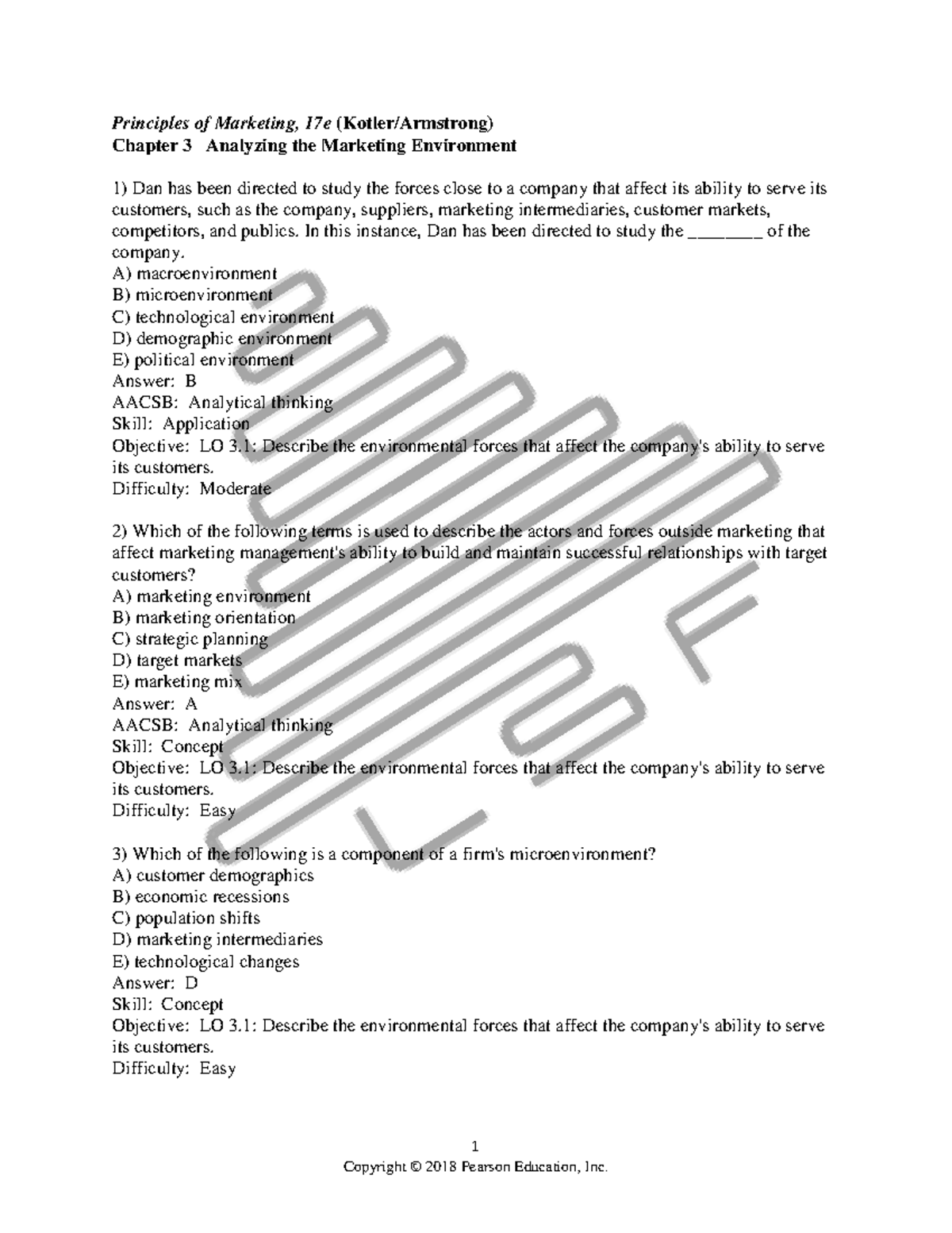 Chapter 3 - 1 Principles of Marketing, 17e (Kotler/Armstrong) Chapter 3 ...