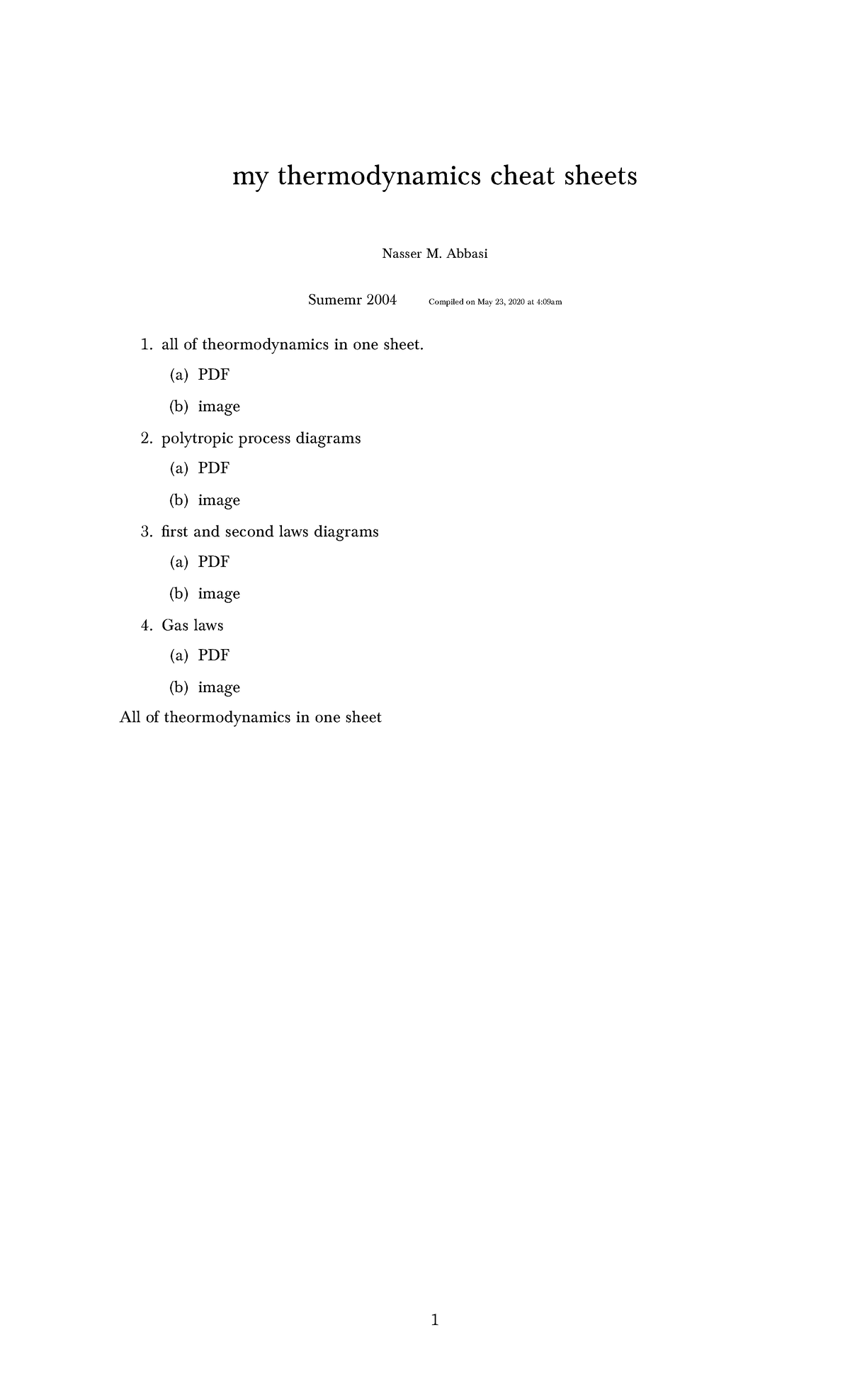 Thermodynamic Equation Cheat Sheet My Thermodynamics Cheat Sheets 7070