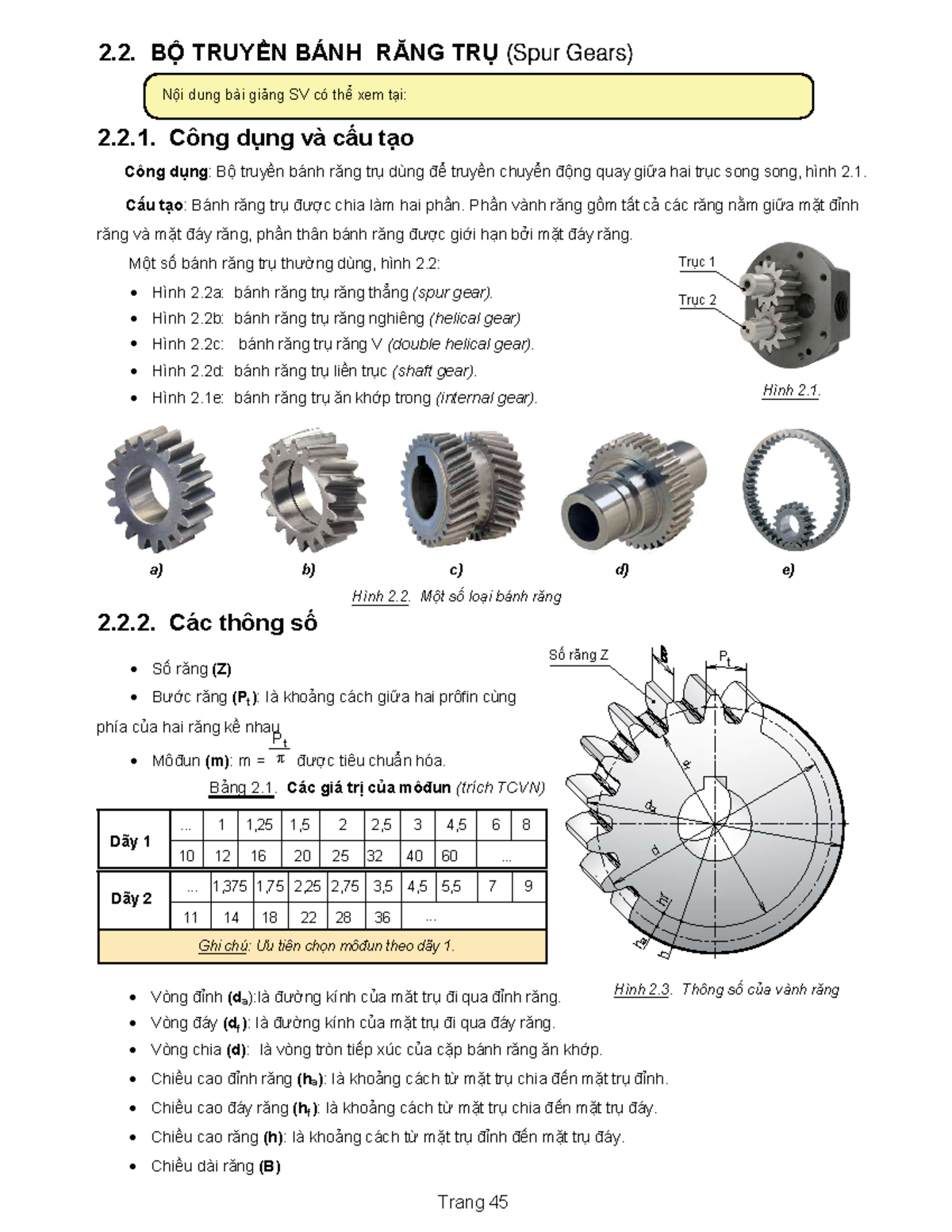 VKT2 Ve banh rang - 2. BỘ TRUYỀN BÁNH RĂNG TRỤ 2.2. Công dụng và cấu ...