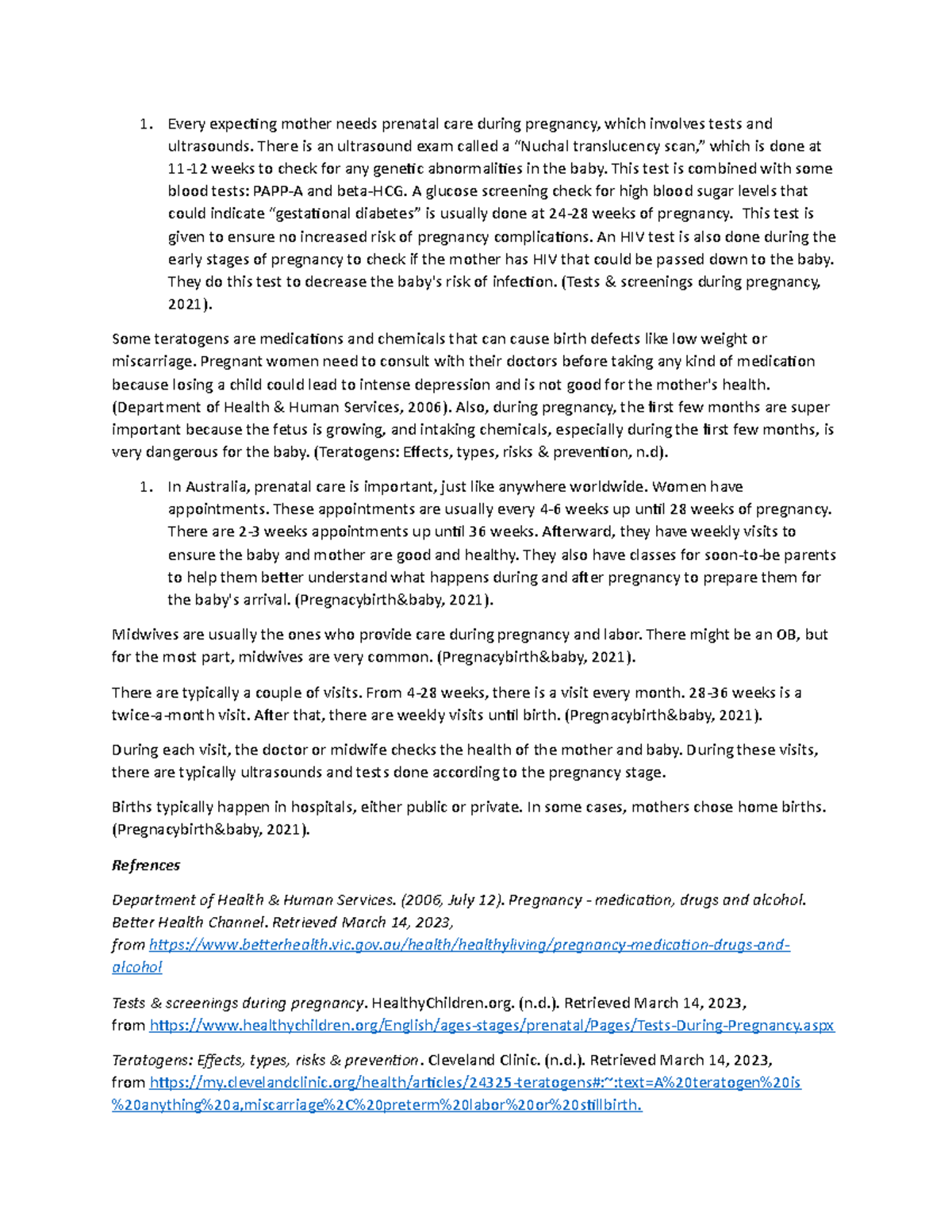 Australia - assignment - Every expecting mother needs prenatal care ...