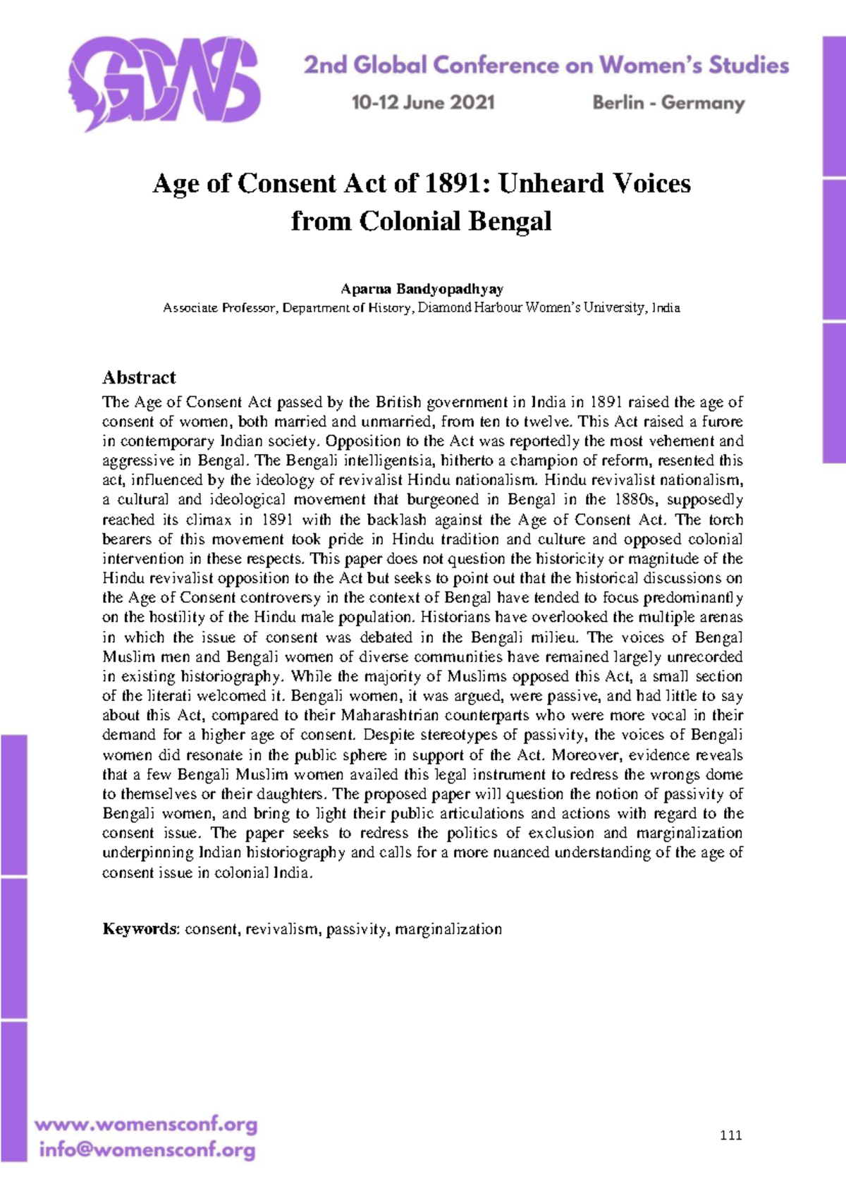 Sec reading the archives - 111 Age of Consent Act of 1891: Unheard ...