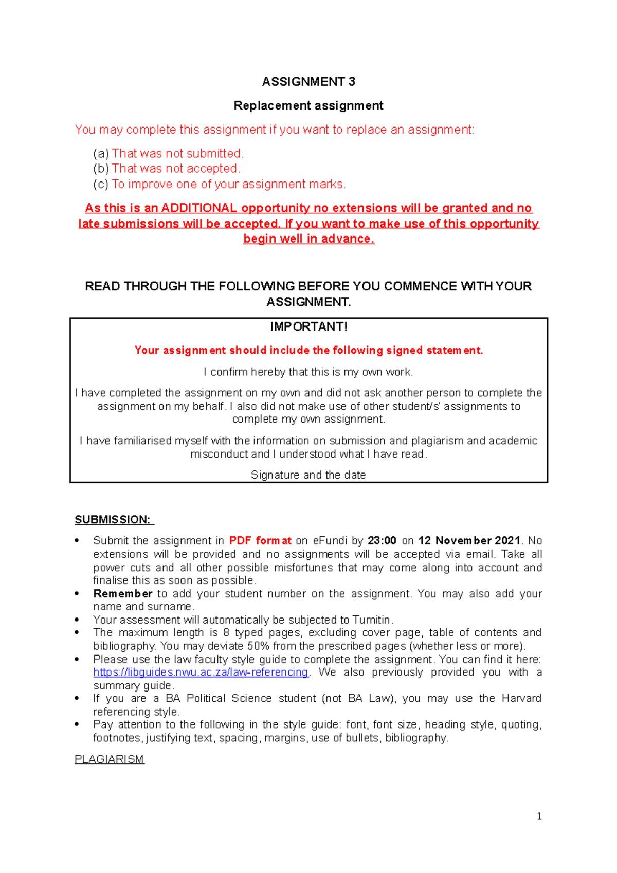 IURI 122 2021 Assignment 3 - ASSIGNMENT 3 Replacement assignment You ...