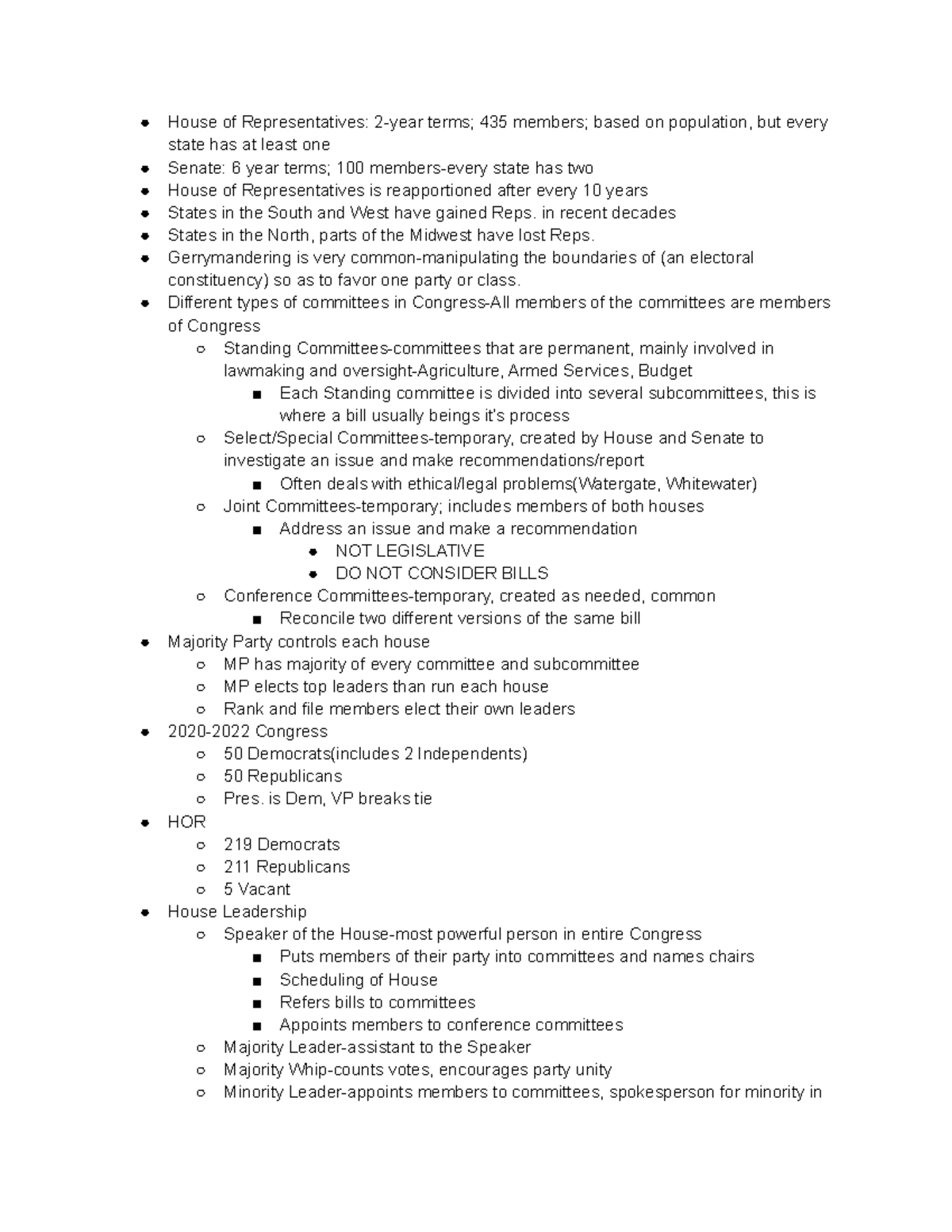 Congress - Neil Kraus American Government and Politics Lecture Notes ...