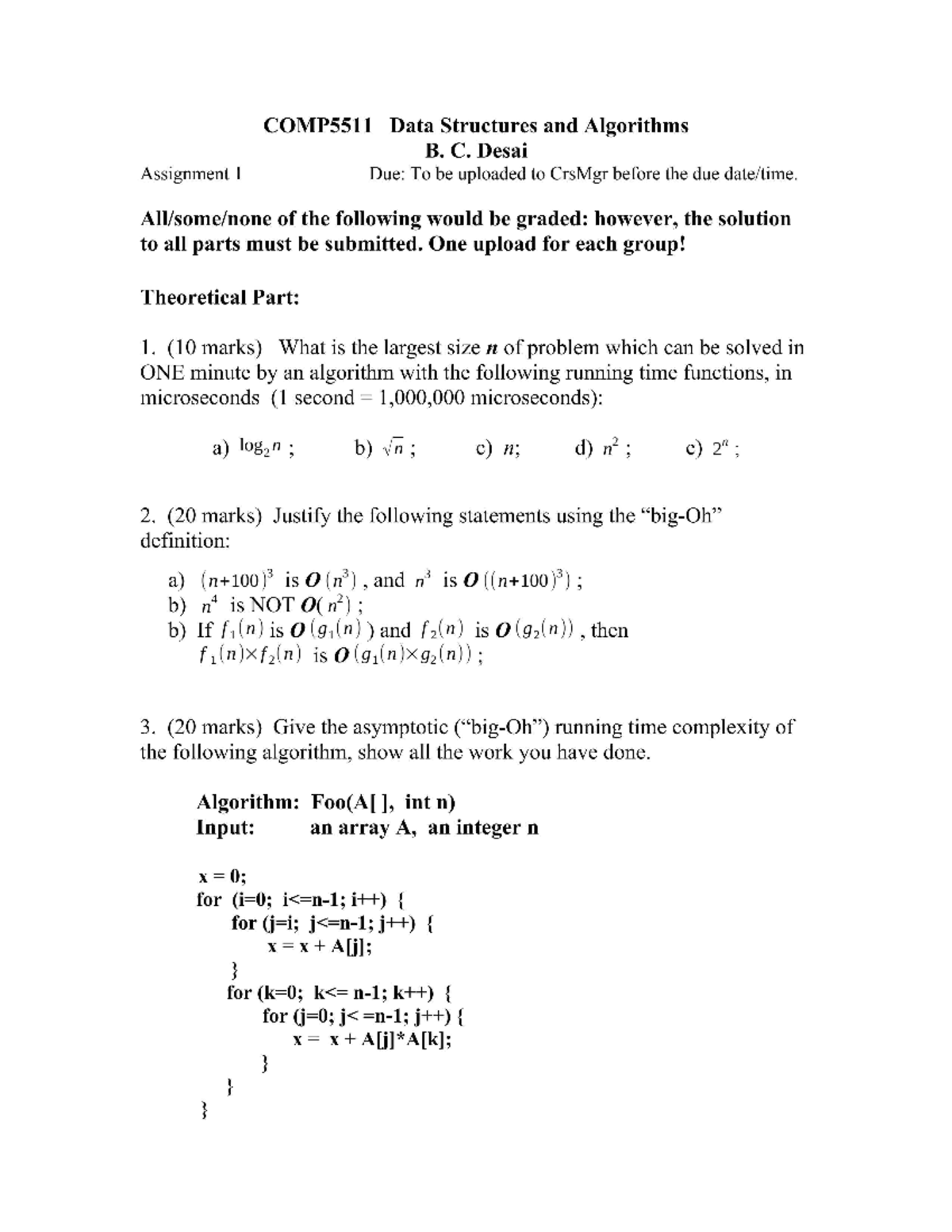 Comp 55111 assignment 1 - COMP 5511 - Studocu