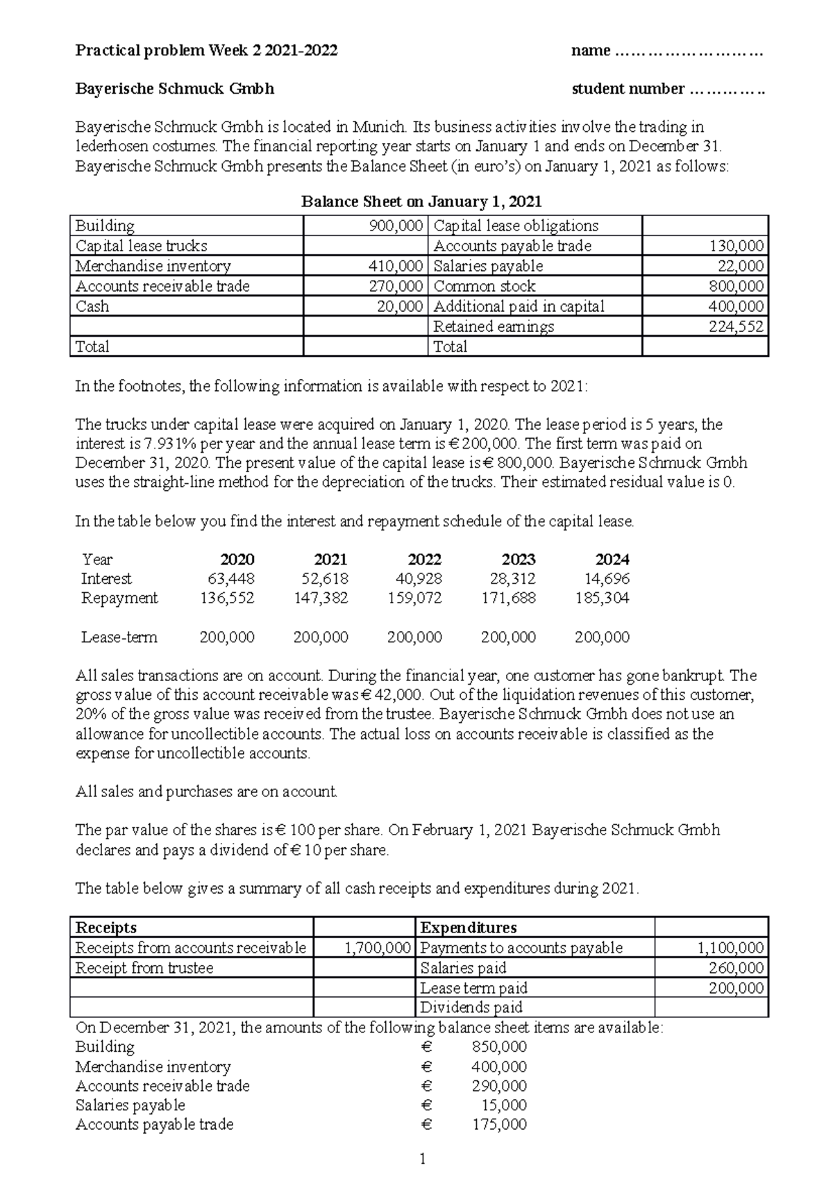Practicalweek 2-2122 - Practical assignment Financial accounting week 2 ...