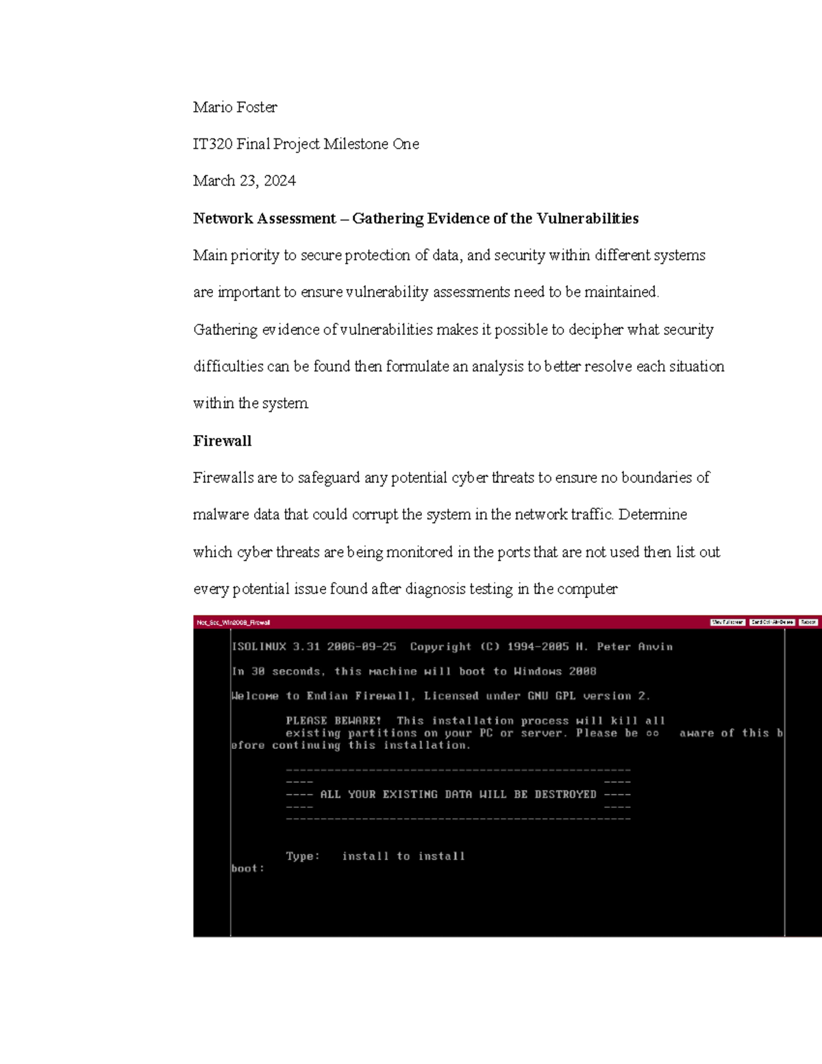 Mario Foster IT320 Final Project Milestone One - Mario Foster IT320 Final Project Milestone One ...