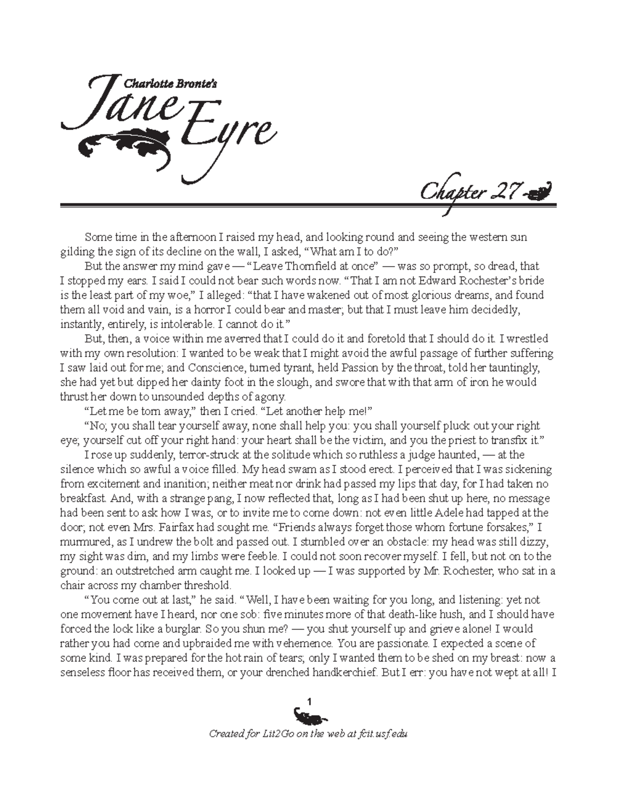Jane eyre 028 chapter xxvii - Some time in the afternoon I raised my ...
