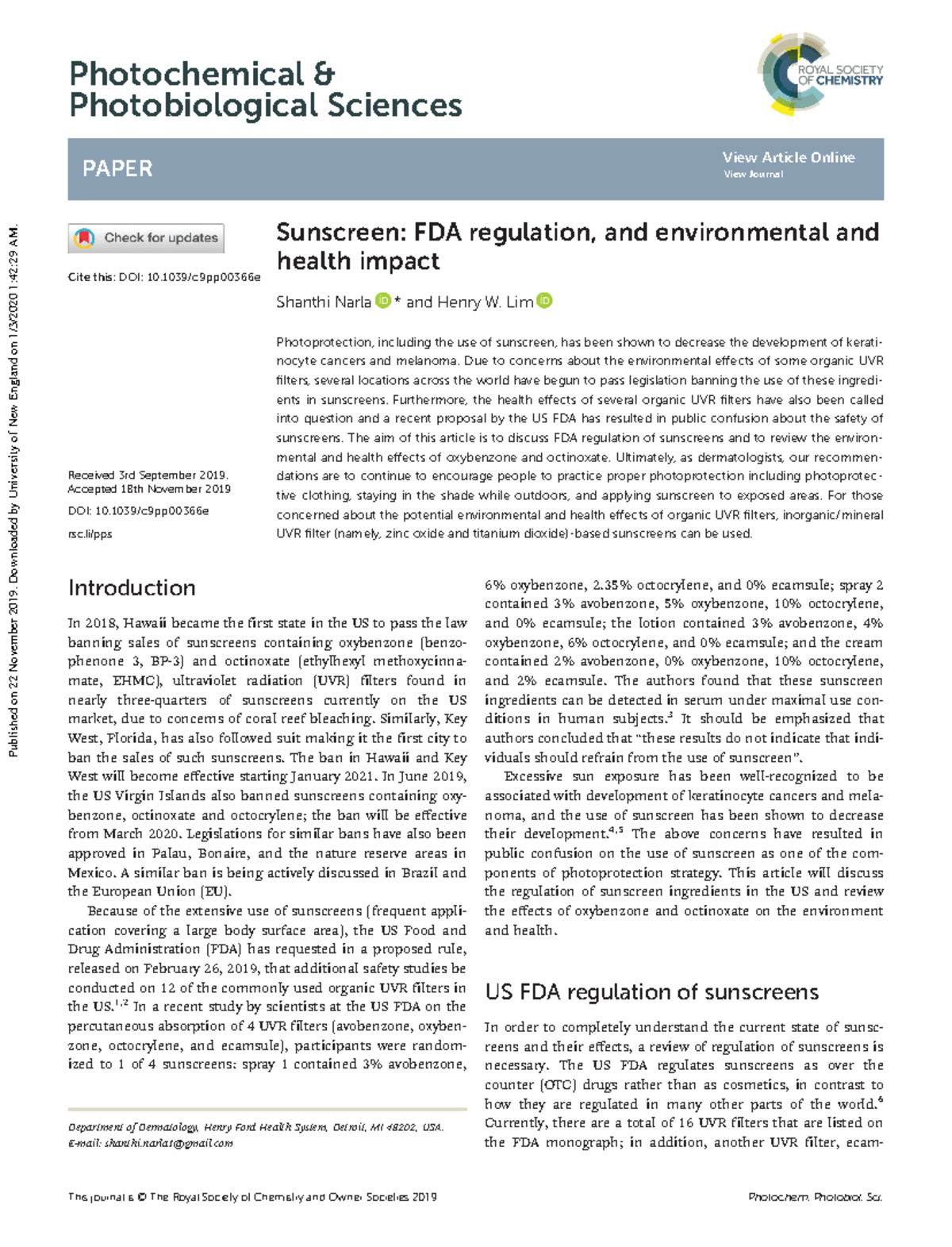 Narla 2019 - inv. dioxibenzona - Photochemical & Photobiological ...