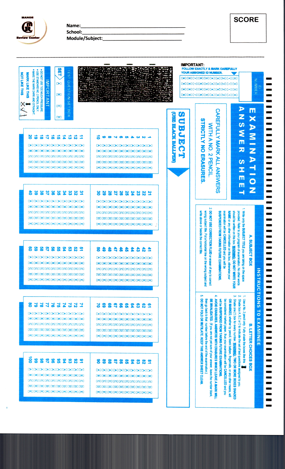 Board exam Answer sheet - Pharmacy - Studocu