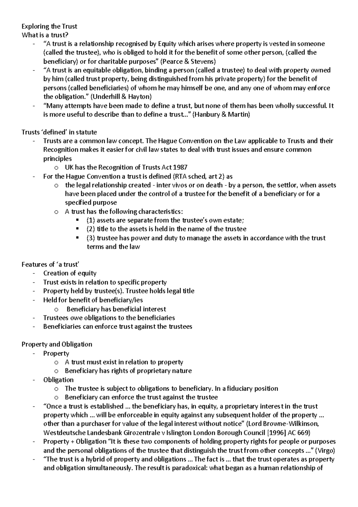 Lecture Notes Exploring The Trust What Is A Trust A Trust Is A