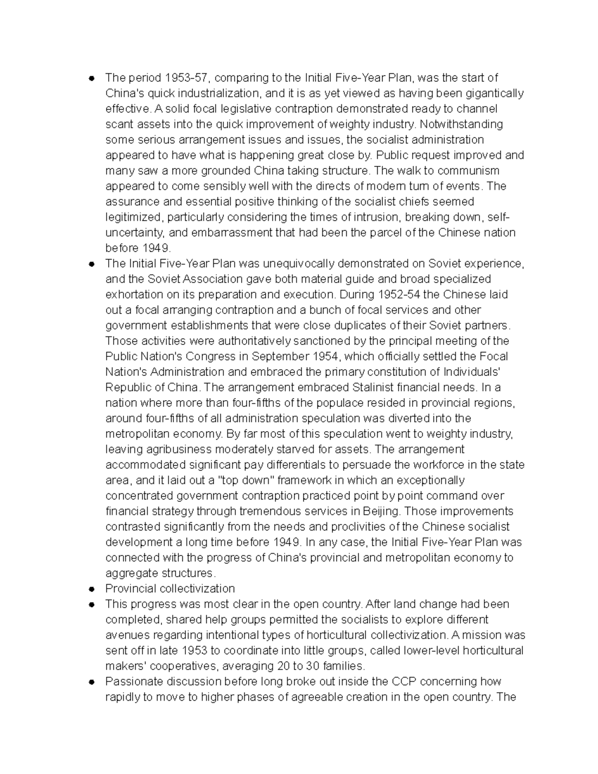 The transition to socialism - The period 1953-57, comparing to the ...