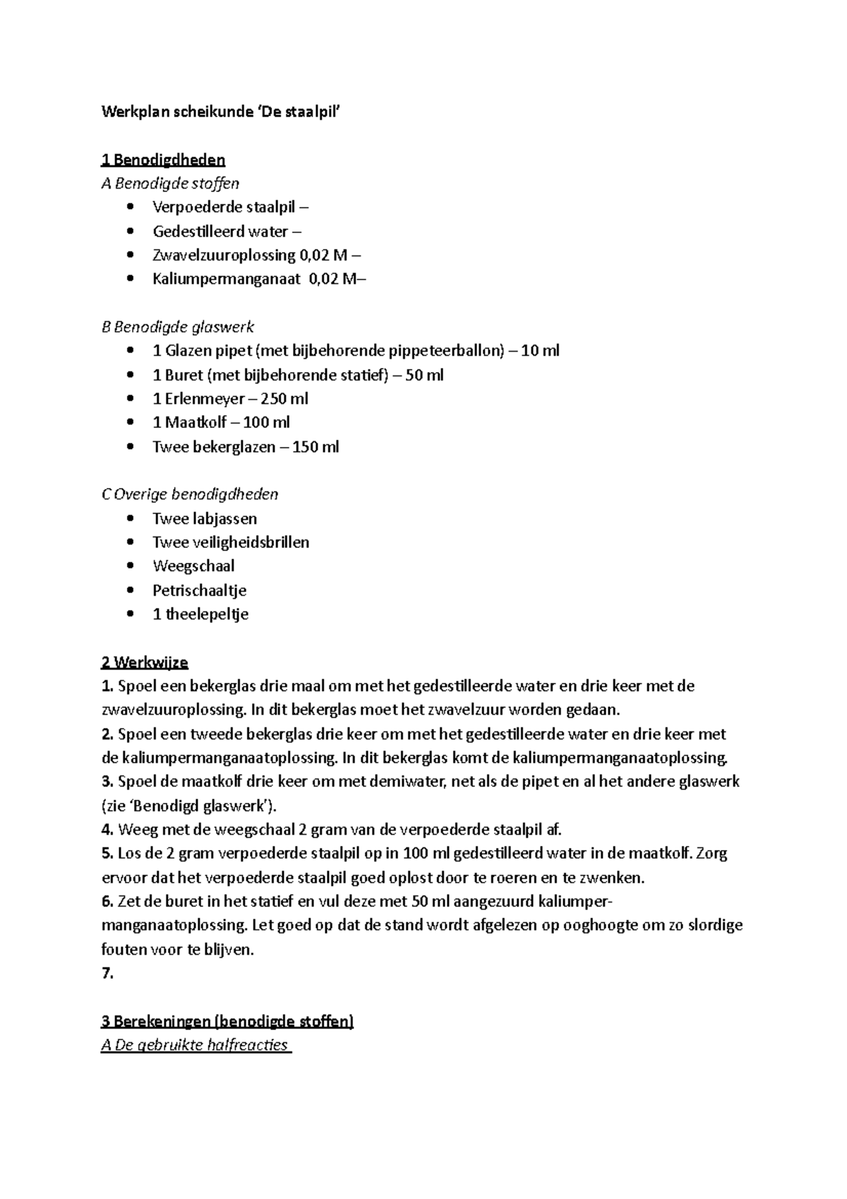 Scheikunde werkplan practicum de staalpil - Werkplan scheikunde ‘De ...