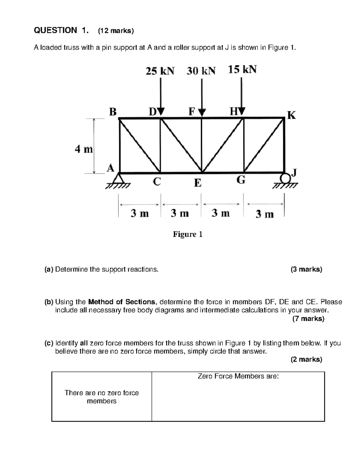 Quiz 2 - Stream A (practice problems) - QUESTION 1. (12 marks) A loaded ...