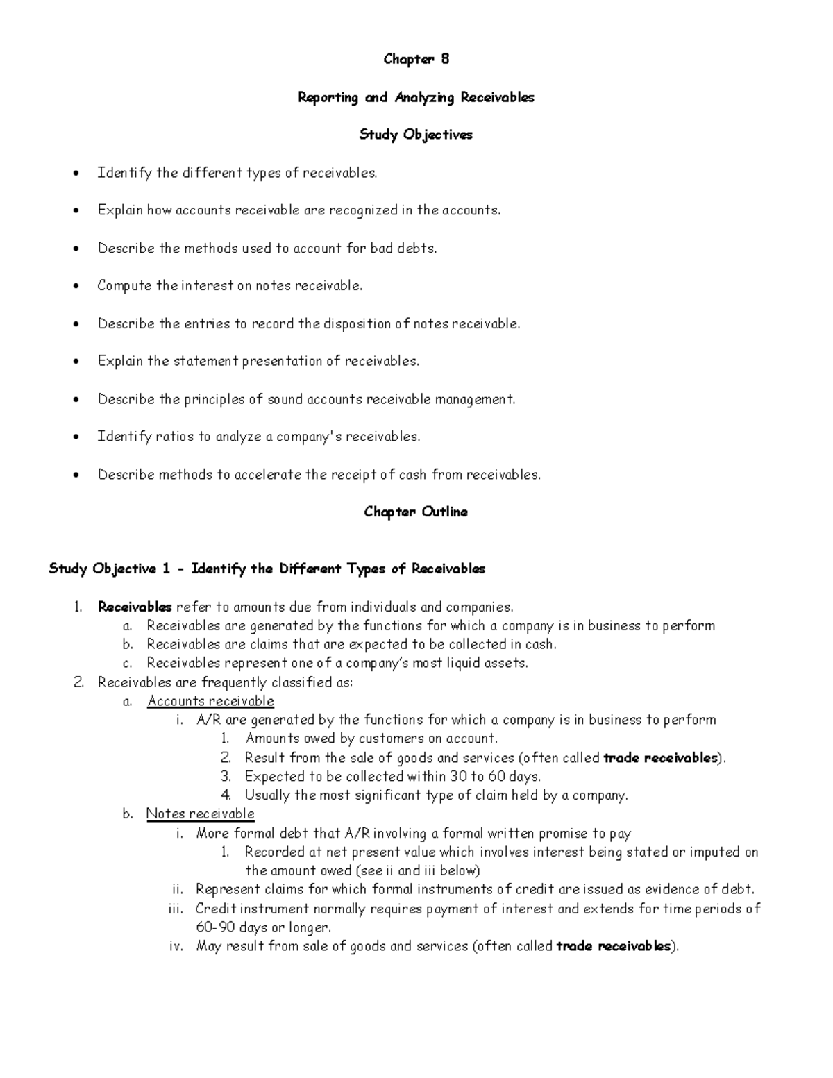 Bac 200 reporting and analysing of receivables - Chapter 8 Reporting and Analyzing Receivables ...