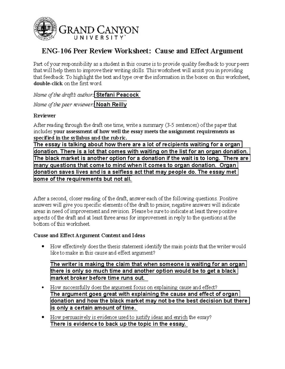Noah Reilly Peer Review Worksheet - ENG-106 Peer Review Worksheet ...