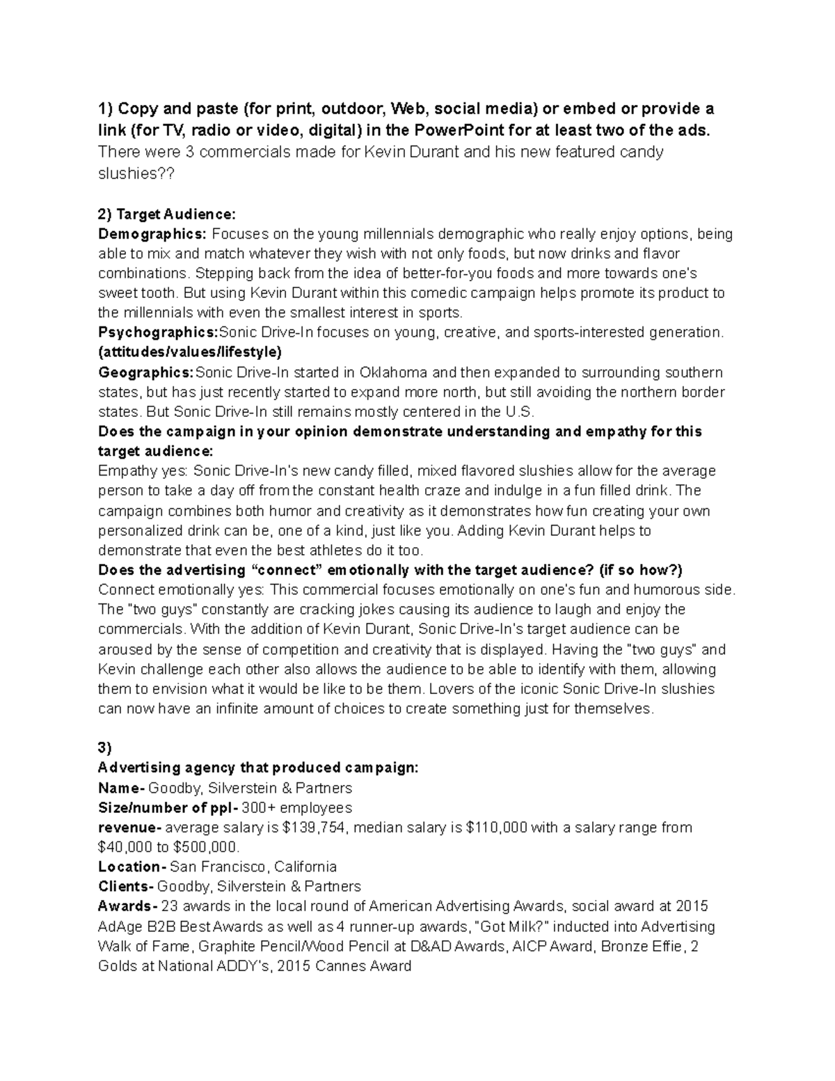 Ad Campaign Notes - 1) Copy and paste (for print, outdoor, Web, social ...