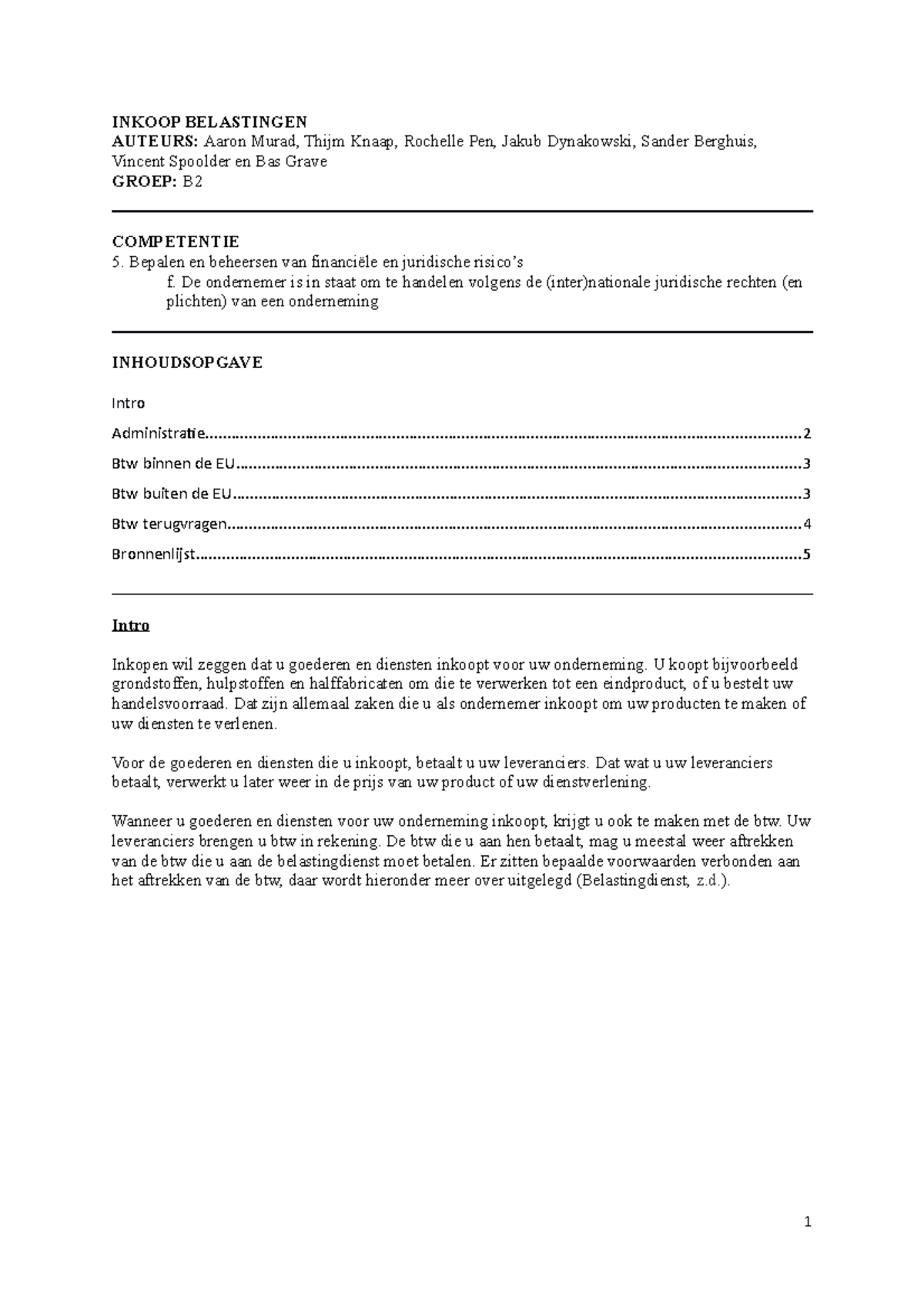 Belastingen - INKOOP BELASTINGEN AUTEURS: Aaron Murad, Thijm Knaap ...