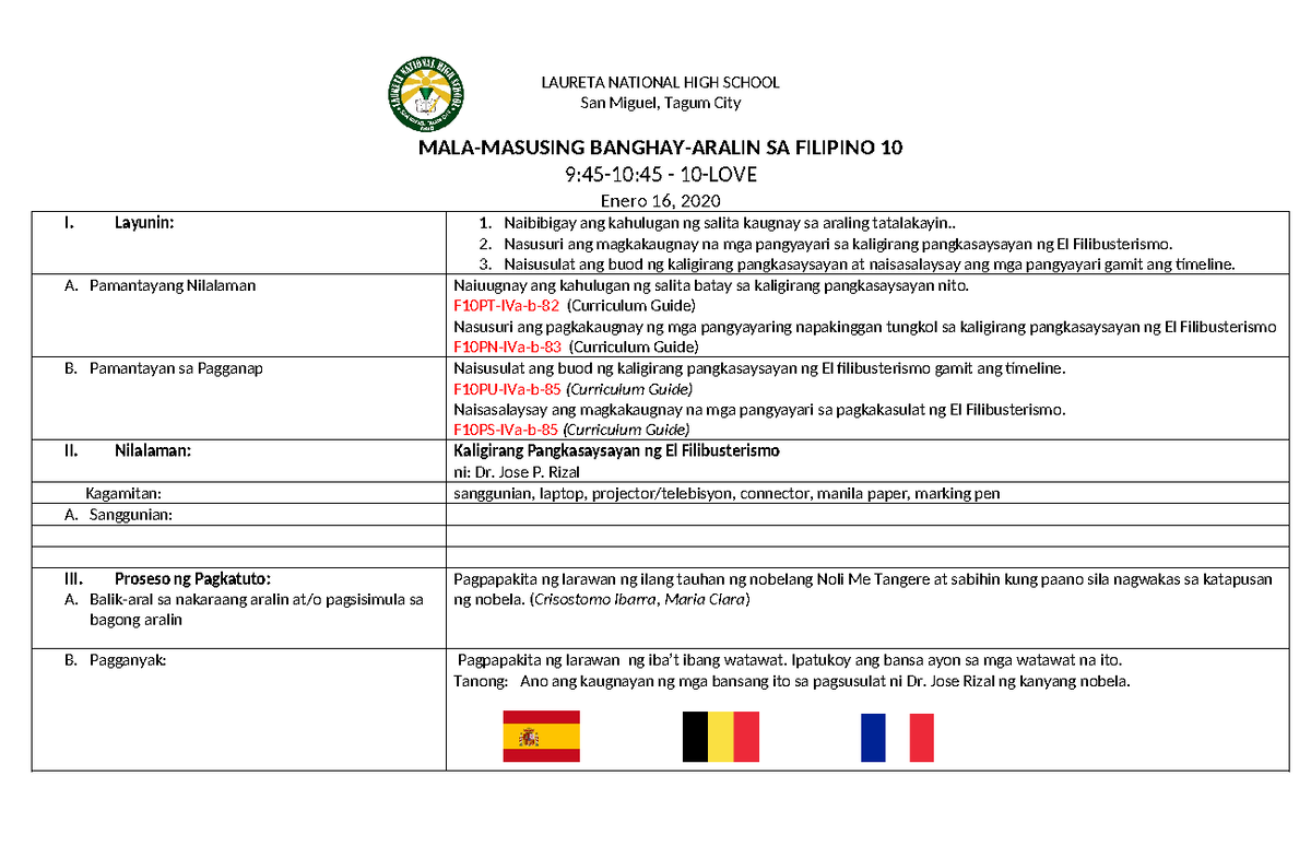 MALA - Lesson Plan - LAURETA NATIONAL HIGH SCHOOL San Miguel, Tagum ...