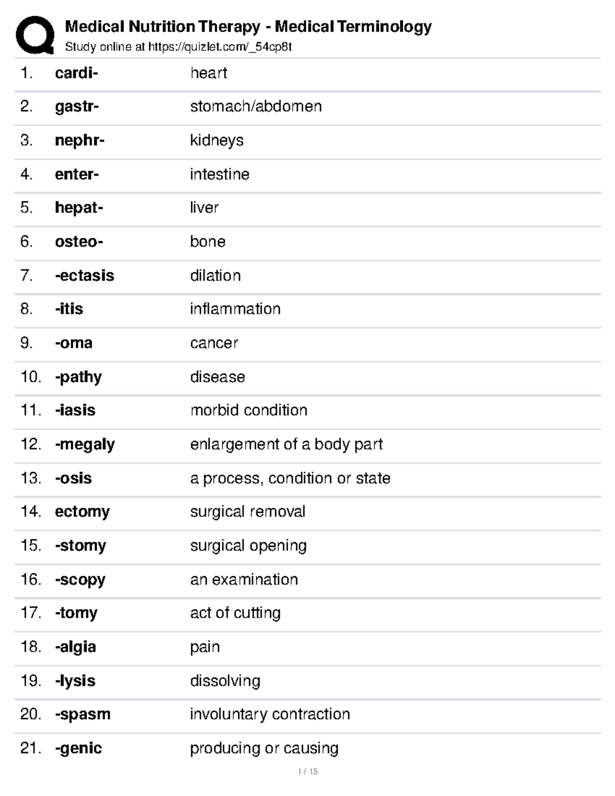 Medical Nutrition Therapy - Medical Terminology - Study online at ...