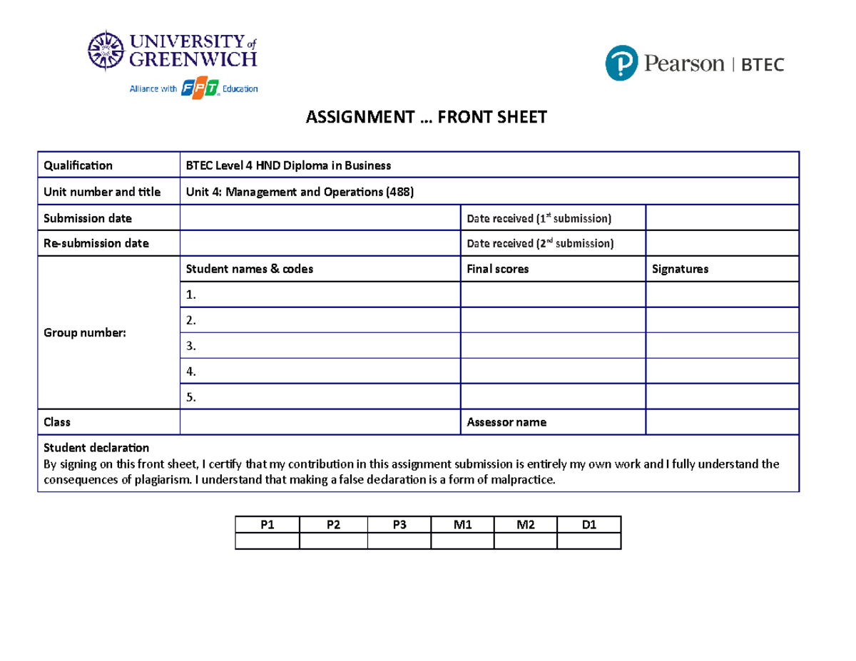 Unit4 488 Assignment 1 frontsheet (group) - ASSIGNMENT ... FRONT SHEET ... Unit4 488 Assignment 1 frontsheet (group) - ASSIGNMENT ... FRONT SHEET ...