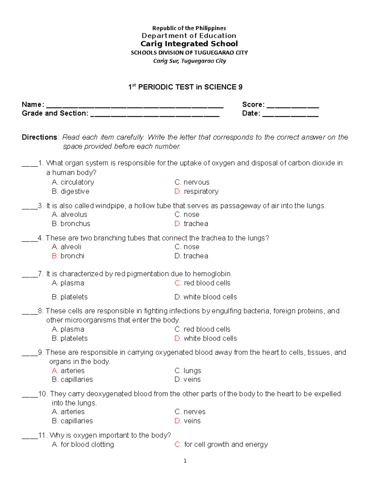 Science 9- Diagnostic - its very useful and helpful - 1 st PERIODIC ...