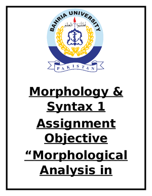[Solved] Subject Morphology and Syntax Explain in detail note - Morphology & Syntax (ENG 202 ...
