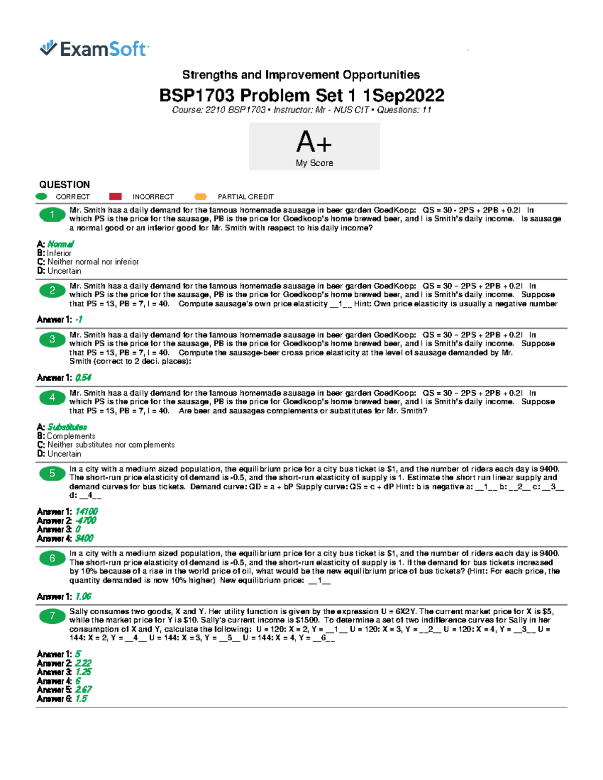 Problem Set 1 - BSP Assignment - Strengths and Improvement ...