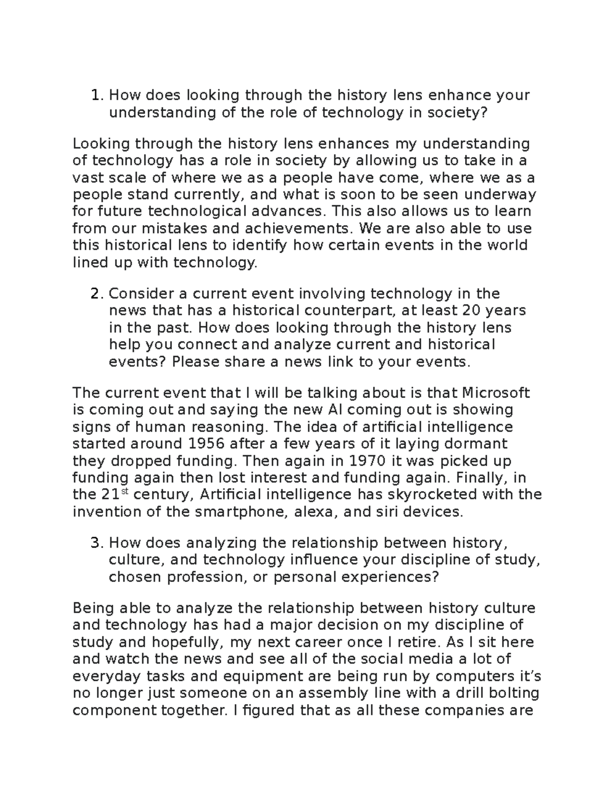 IDS 403 Discussion 2 - How does looking through the history lens ...