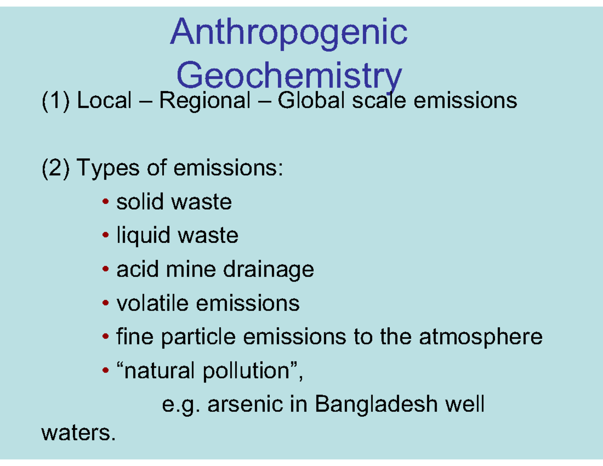 Lecture notes, lecture Anthropogenic - Spring 2011 - Anthropogenic ...