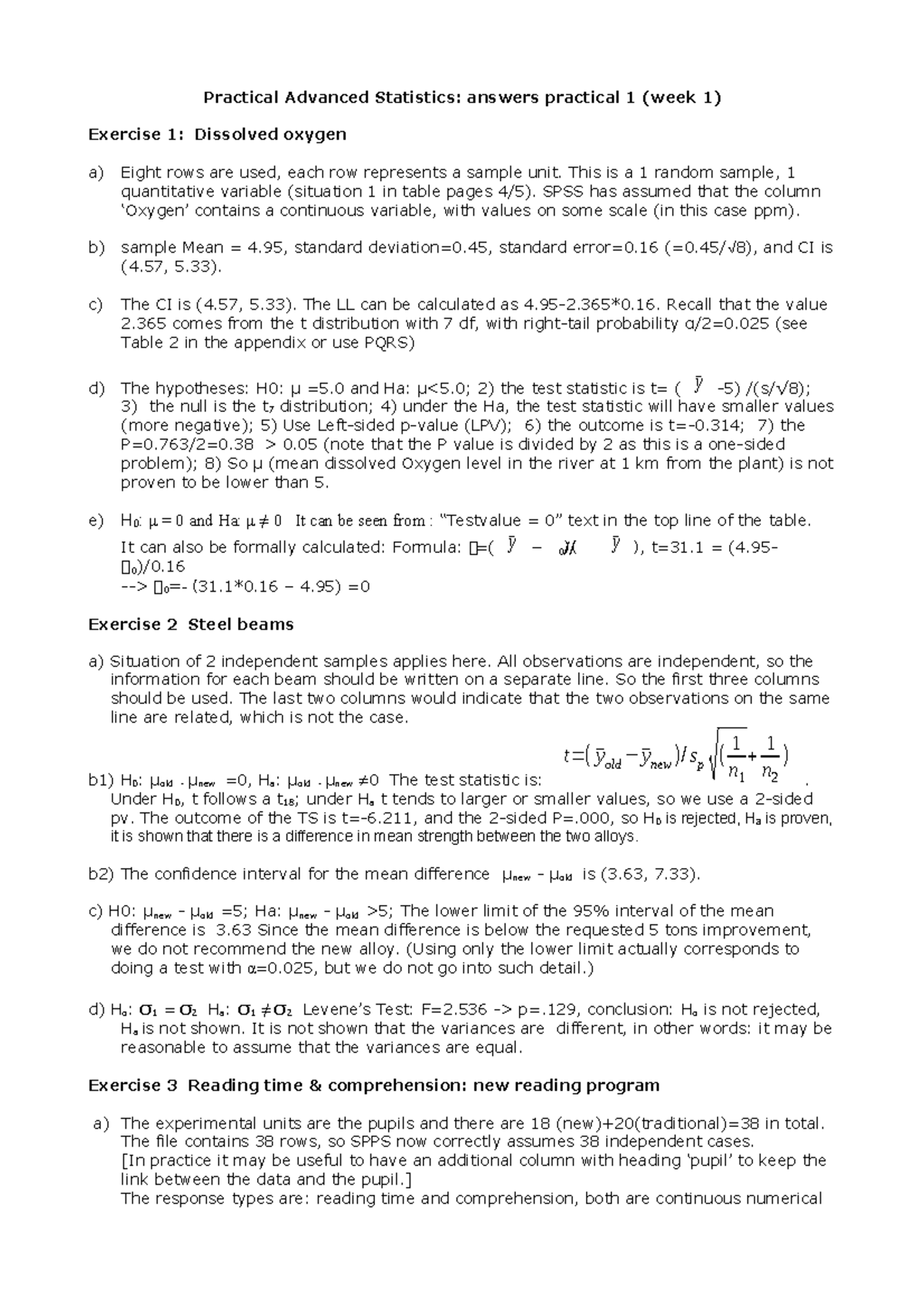 Answers pract 1 Practicum - Practical Advanced Statistics: answers ...