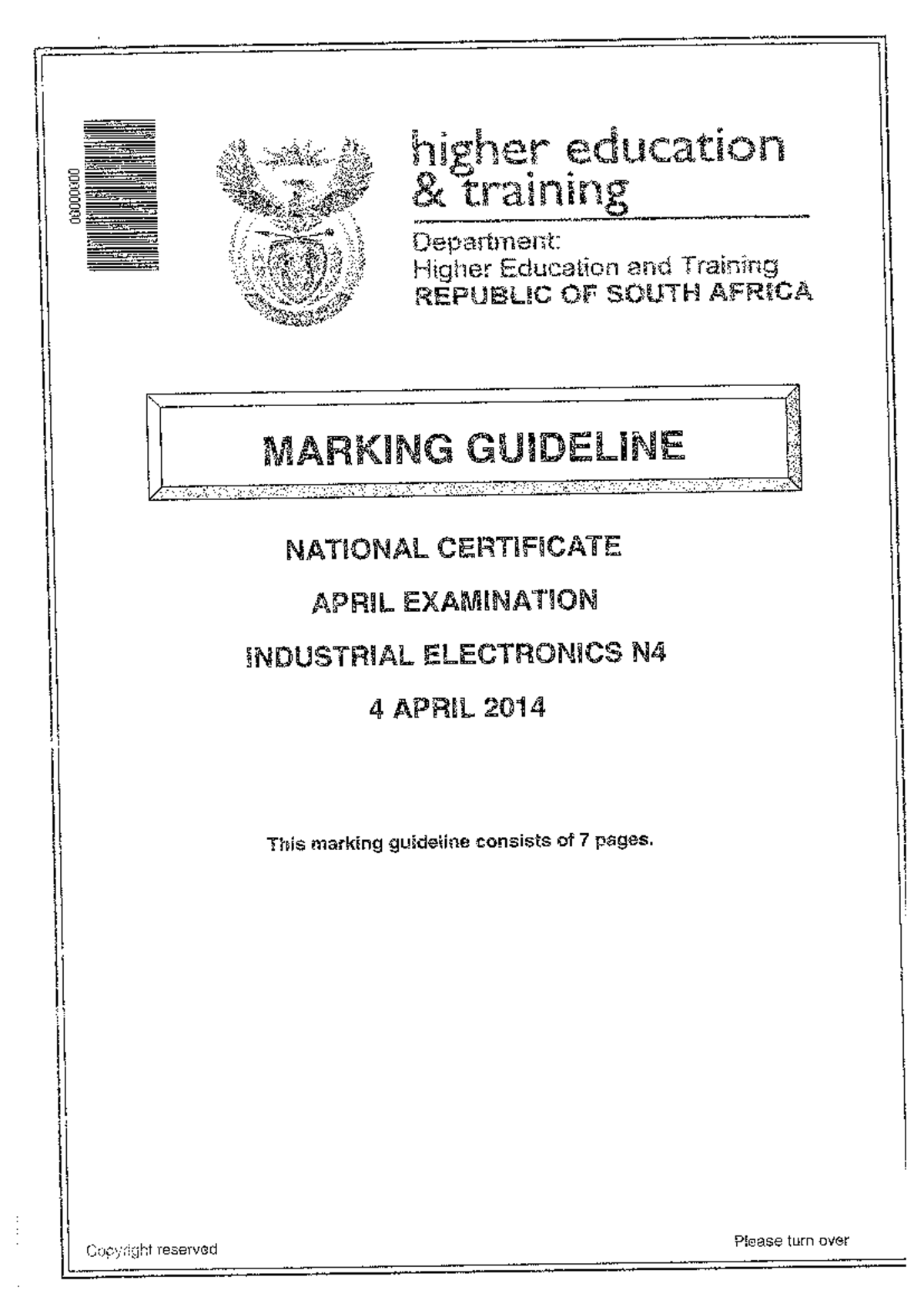 N4 Industrial Electronics April 2014 Marking Guideline - higher ...