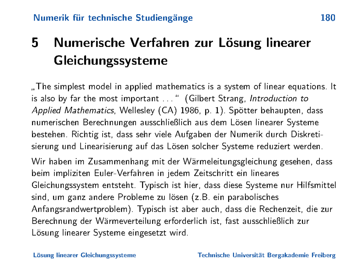 Folien 5 - Sommersemester - 5 Numerische Verfahren zur L ̈osung ...