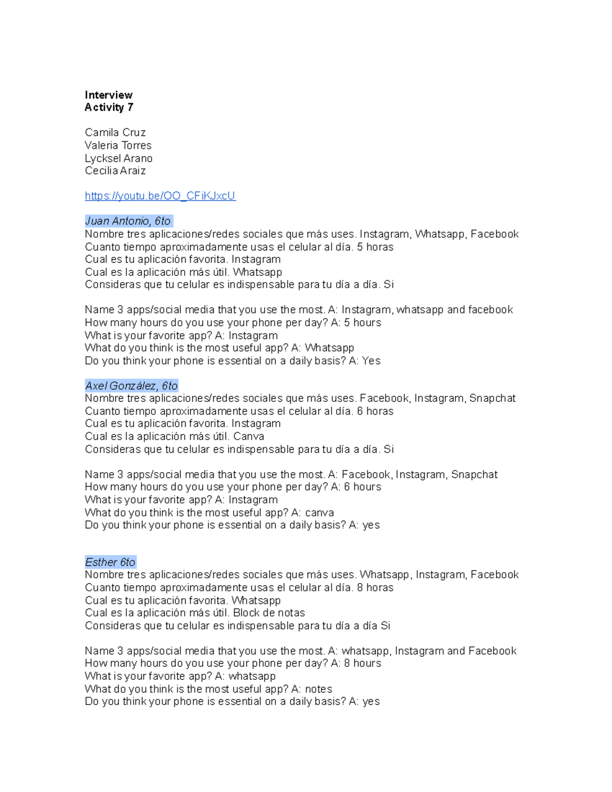 Activity 7 scientific - Interview Activity 7 Camila Cruz Valeria Torres ...