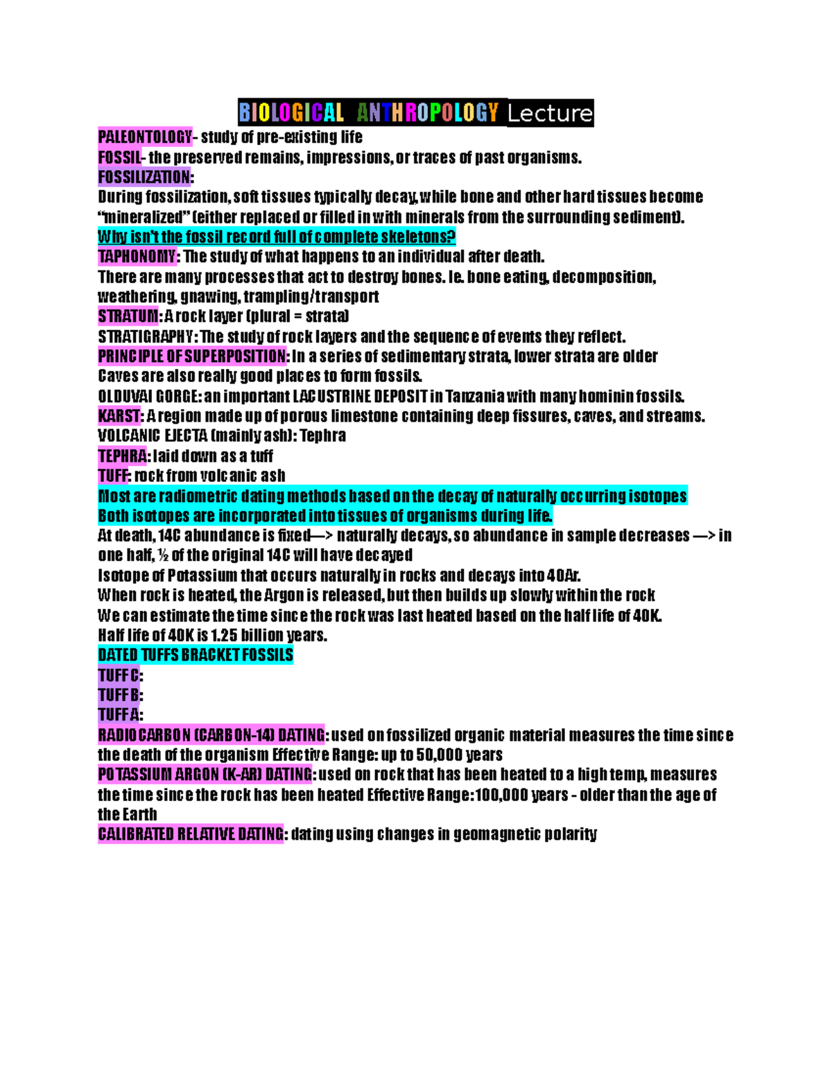 Biological Anthro Lecture Notes Unit 3 - BIOLOGICAL ANTHROPOLOGY ...