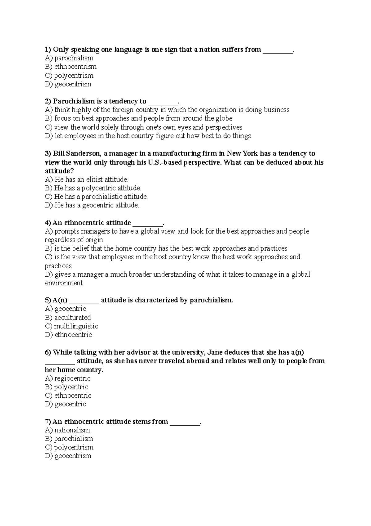 Chapter 4 Quiz Objec 1 - mgt - Only speaking one language is one sign ...