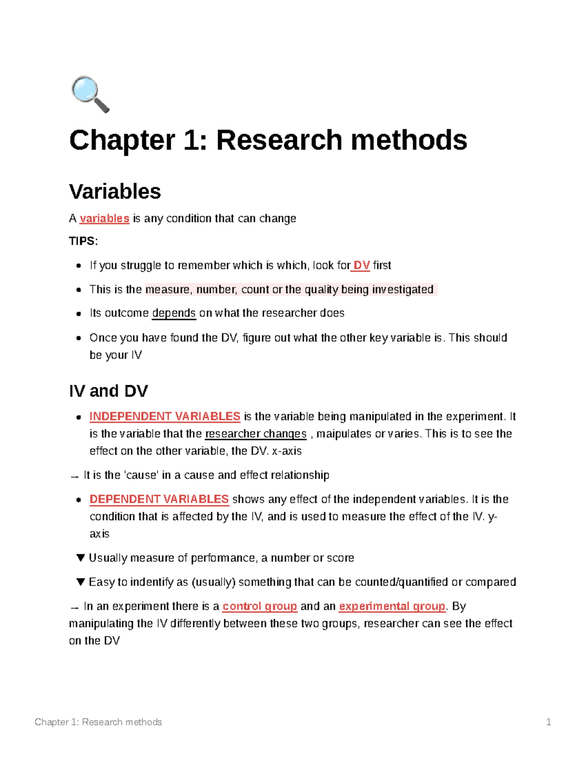 Research methods - ú Chapter 1: Research methods Variables A variables ...