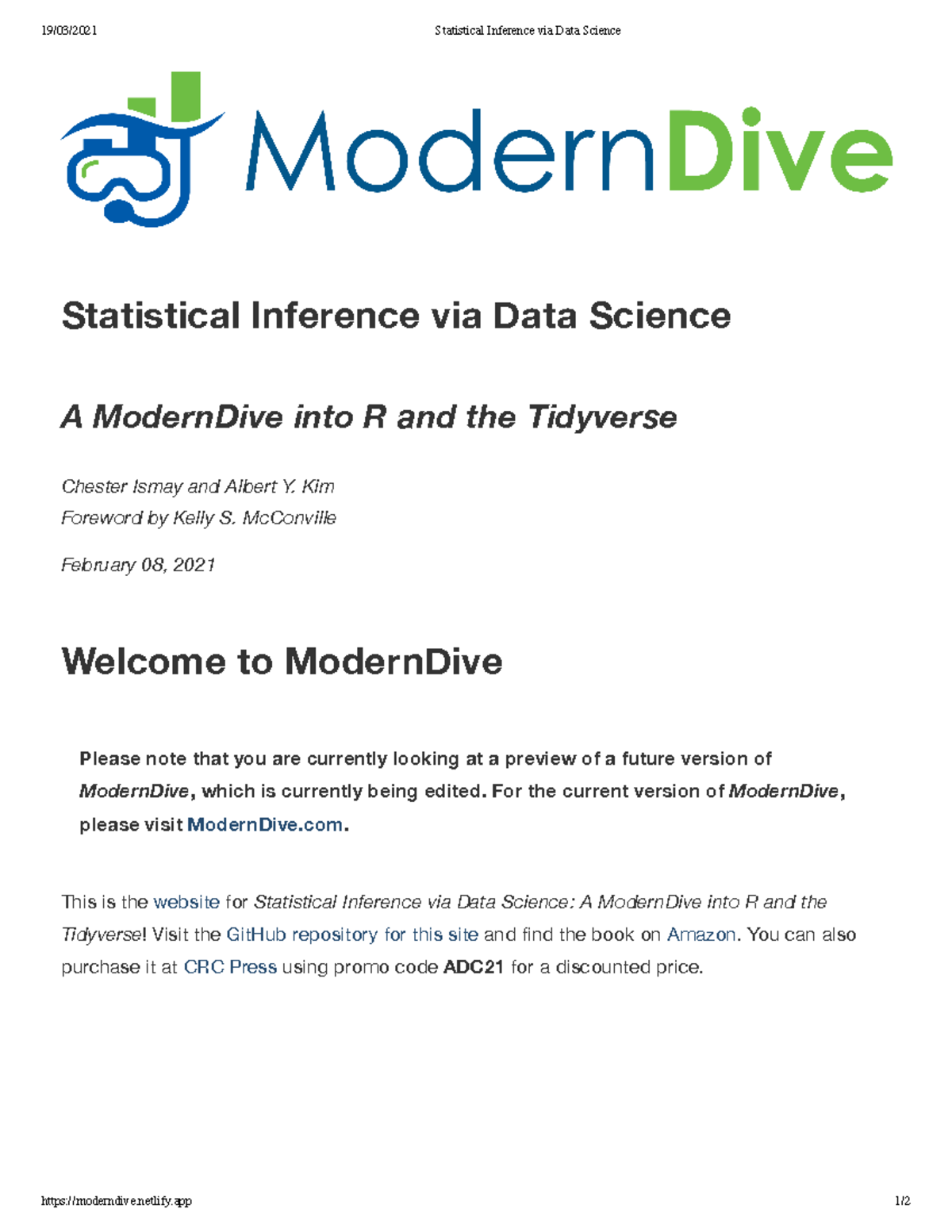 Statistical Inference via Data Science - 19/03/2021 Statistical ...