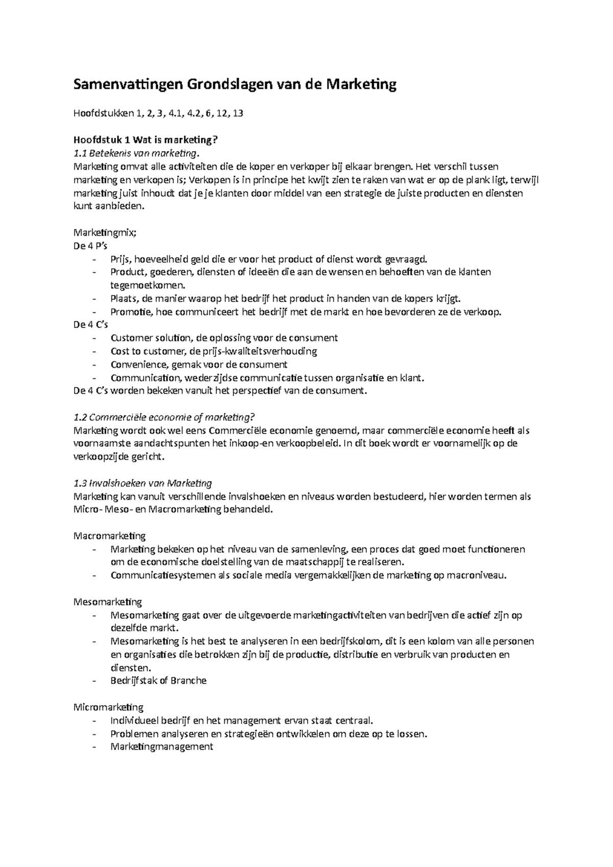 Samenvattingen Grondslagen van de Marketing - Samenvattingen ...