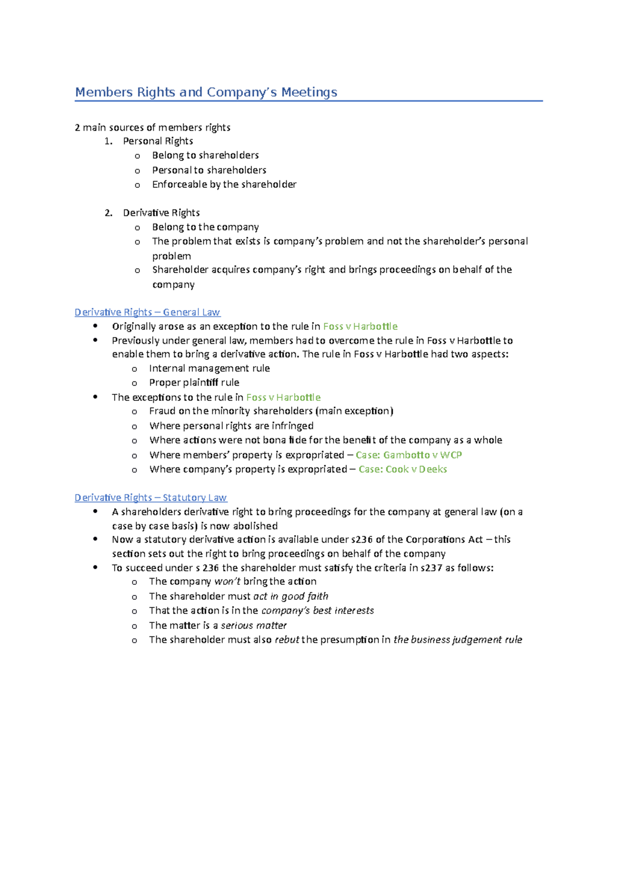 W8 Members Rights and Company Meetings - Members Rights and Company’s ...