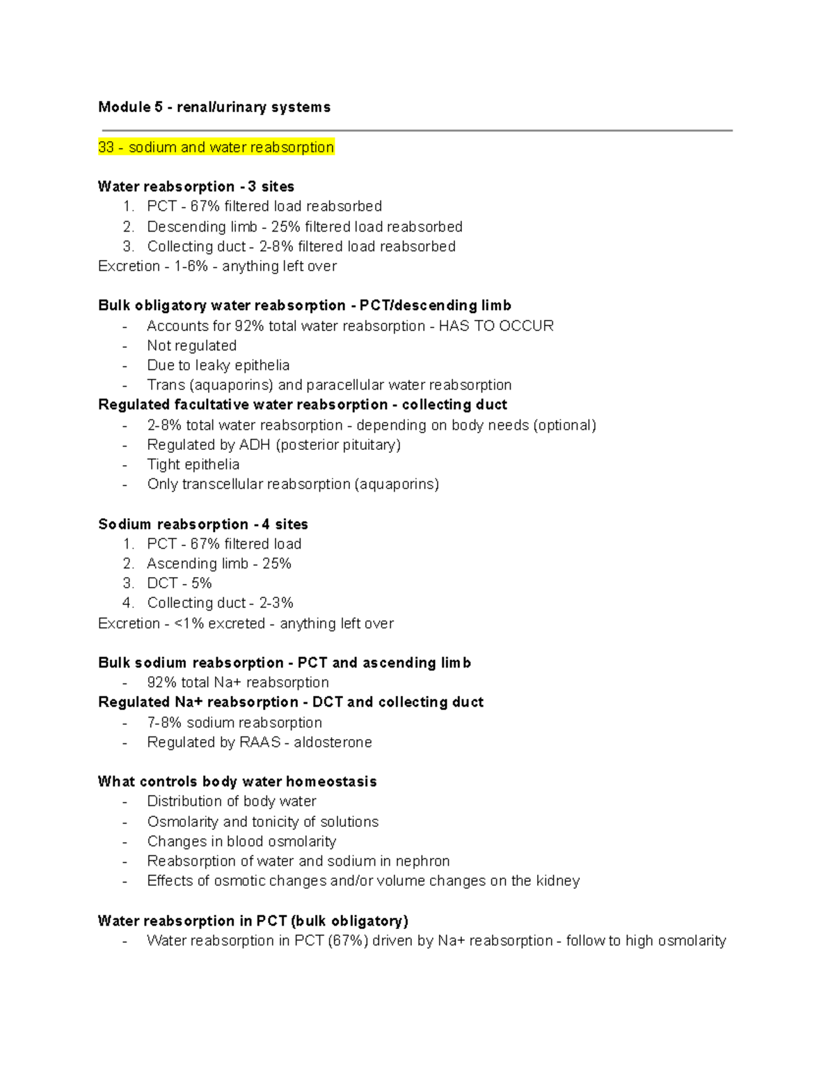 HUBS192 - renal urinary systems - Module 5 - renal/urinary systems 33 ...