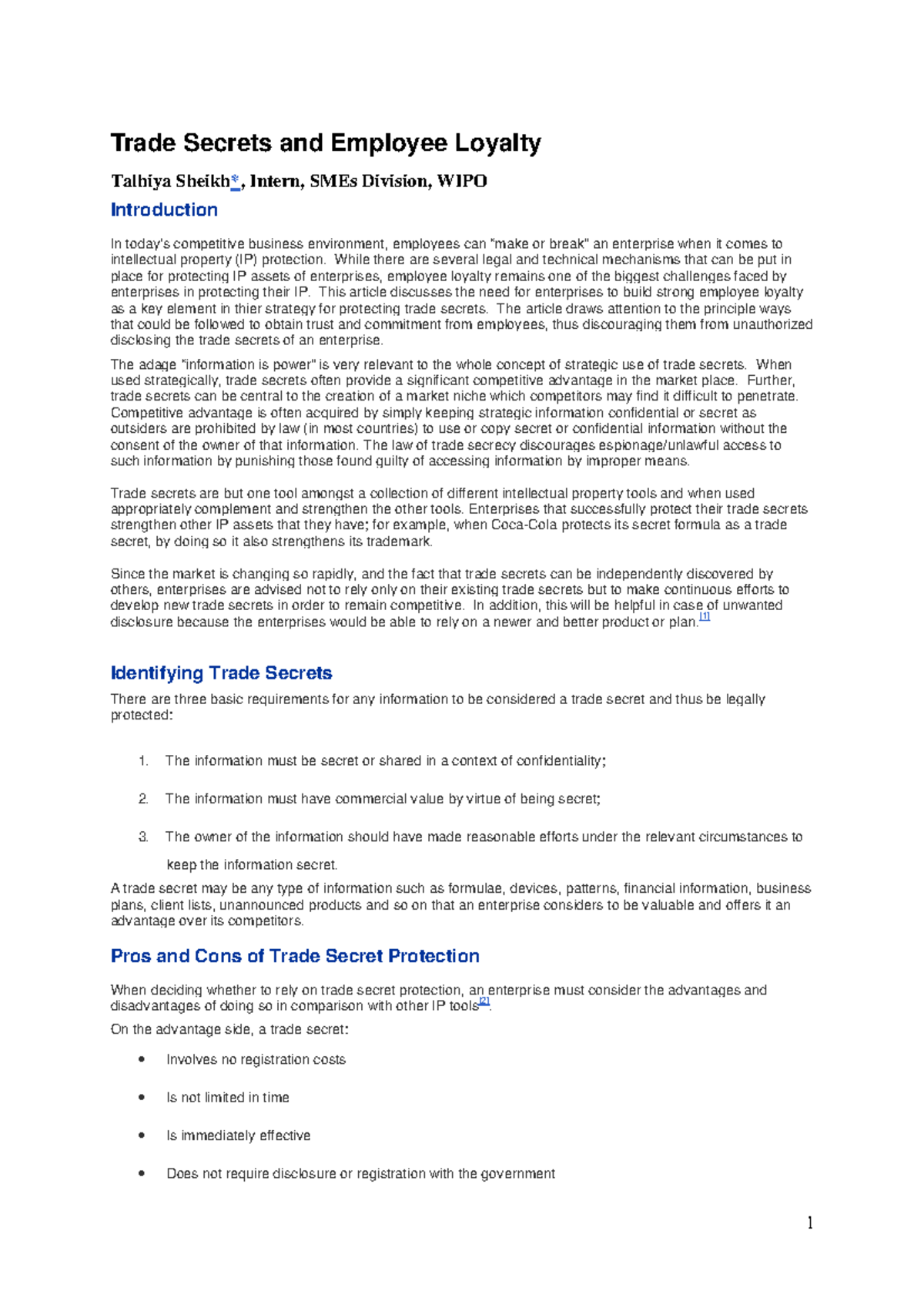 Trade secrets employee loyalty - Trade Secrets and Employee Loyalty ...