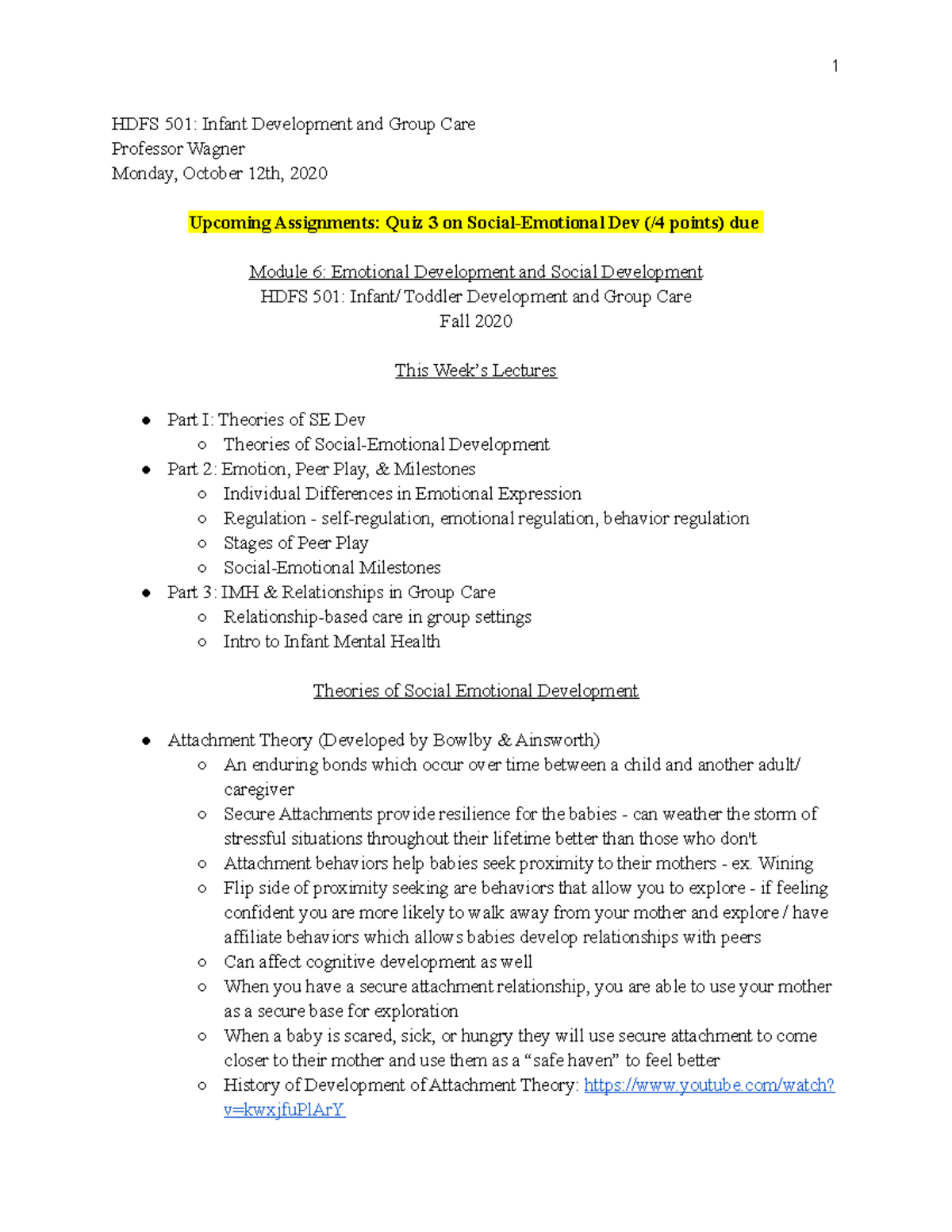 Module 6 Emotional Development & Social Development - HDFS 501: Infant ...