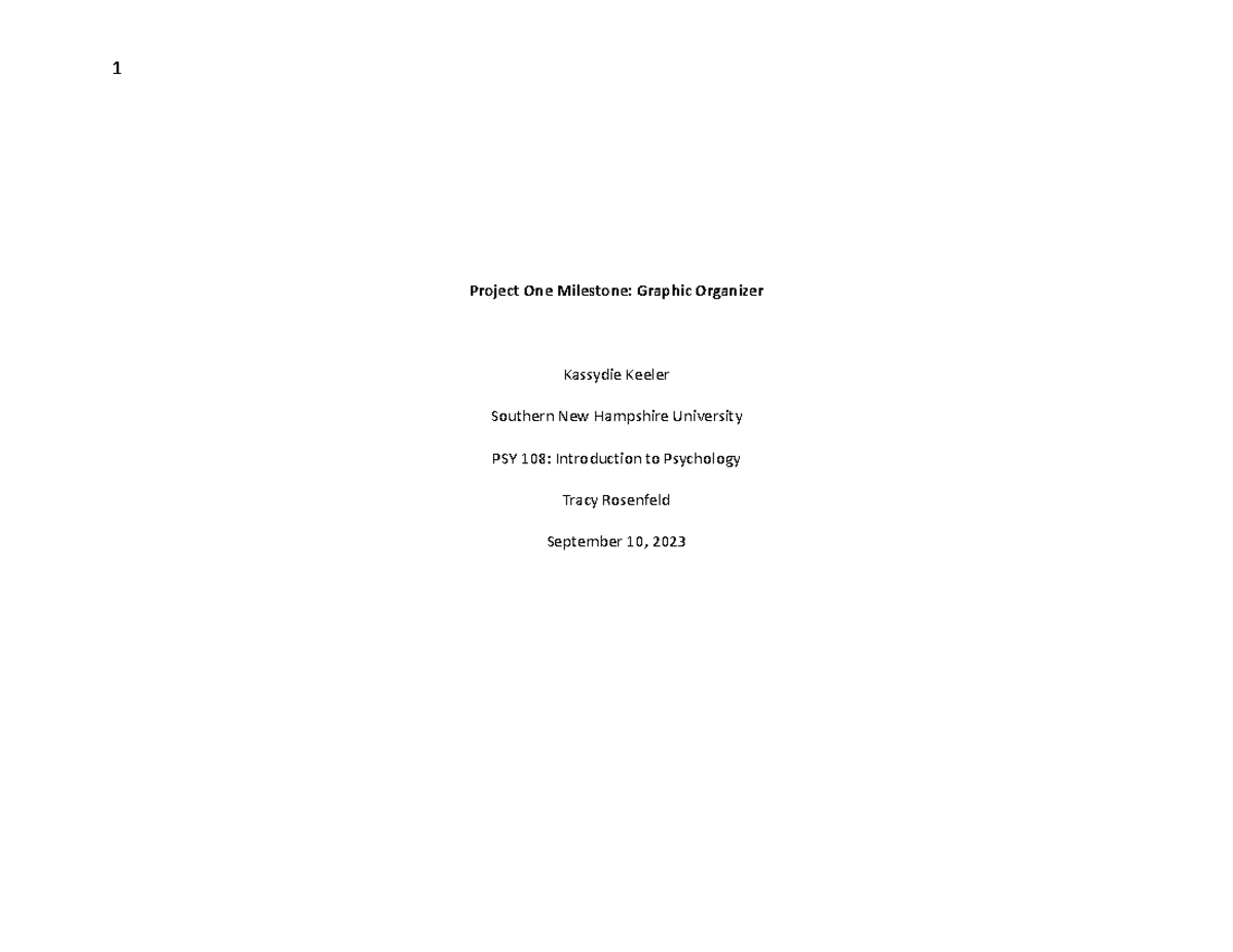 PSY108 Project One Milestone - Project One Milestone: Graphic Organizer ...