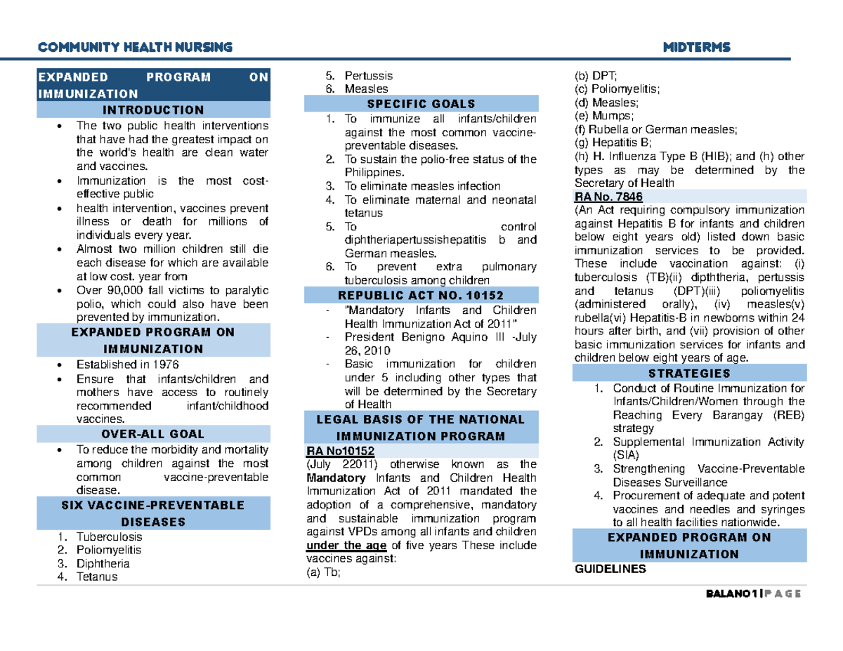 CHN Expanded Program ON Immunization - EXPANDED PROGRAM ON IMMUNIZATION ...