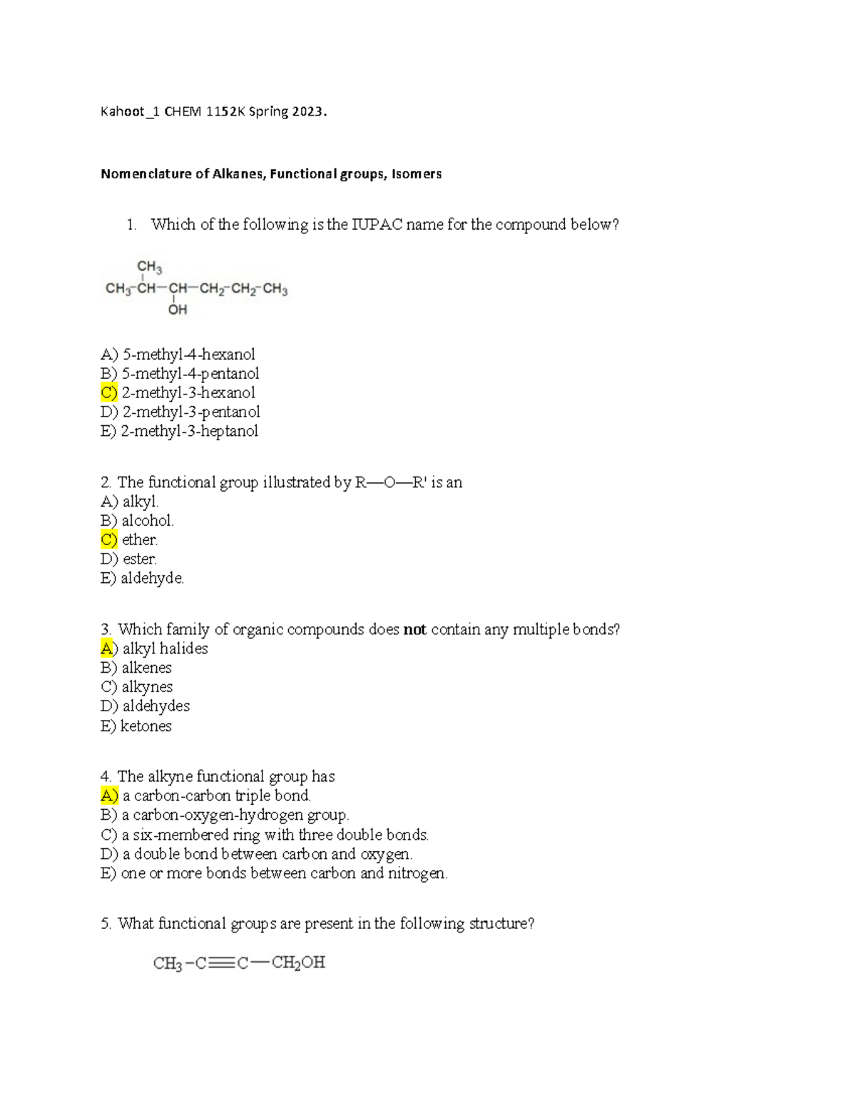 Kahoot 1 1 - chemistry practice - Kahoot_1 CHEM 1152K Spring 2023 ...